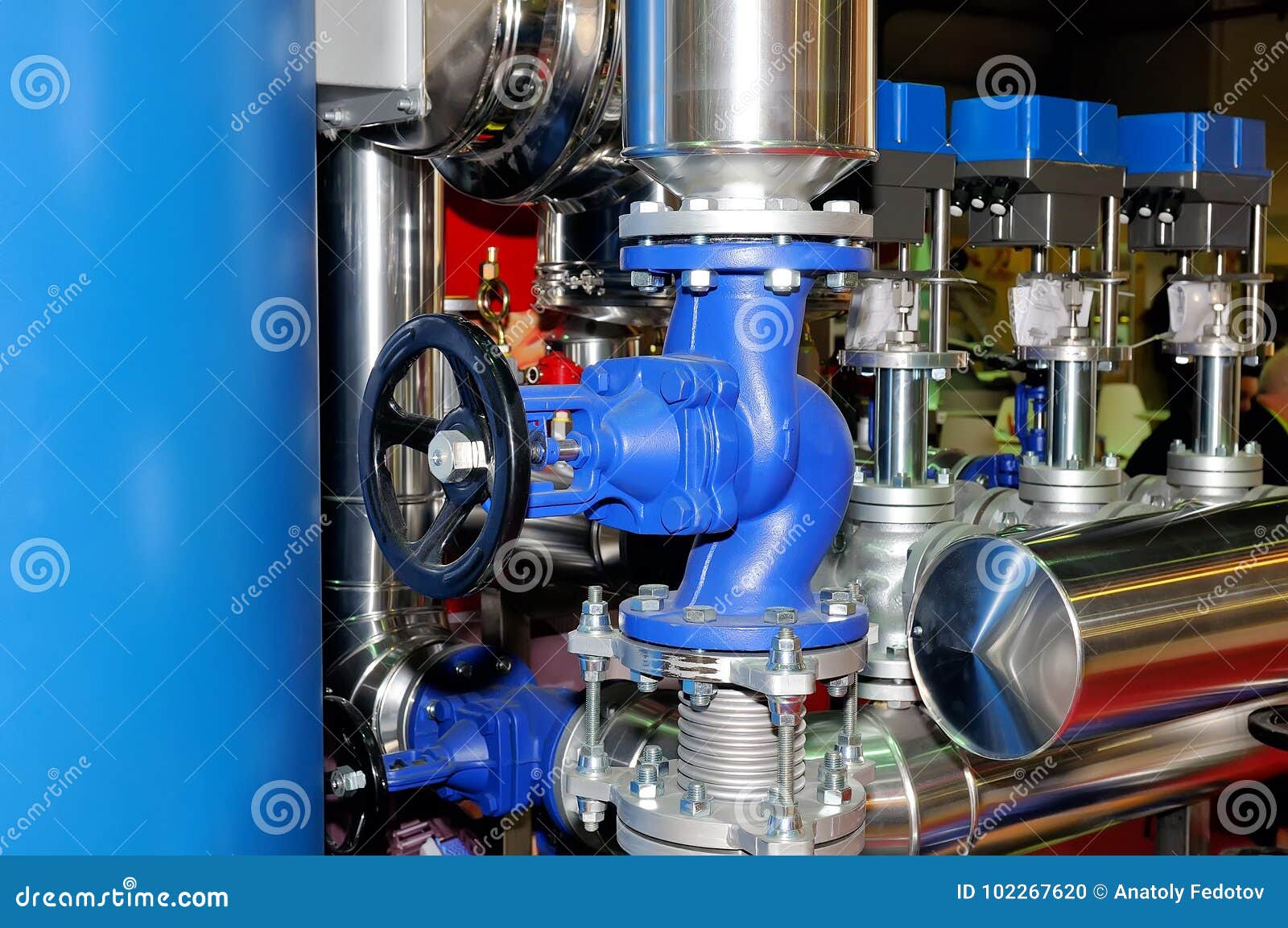 Industrial Rotary Valve and Piping Stock Photo - Image of plumbing ...