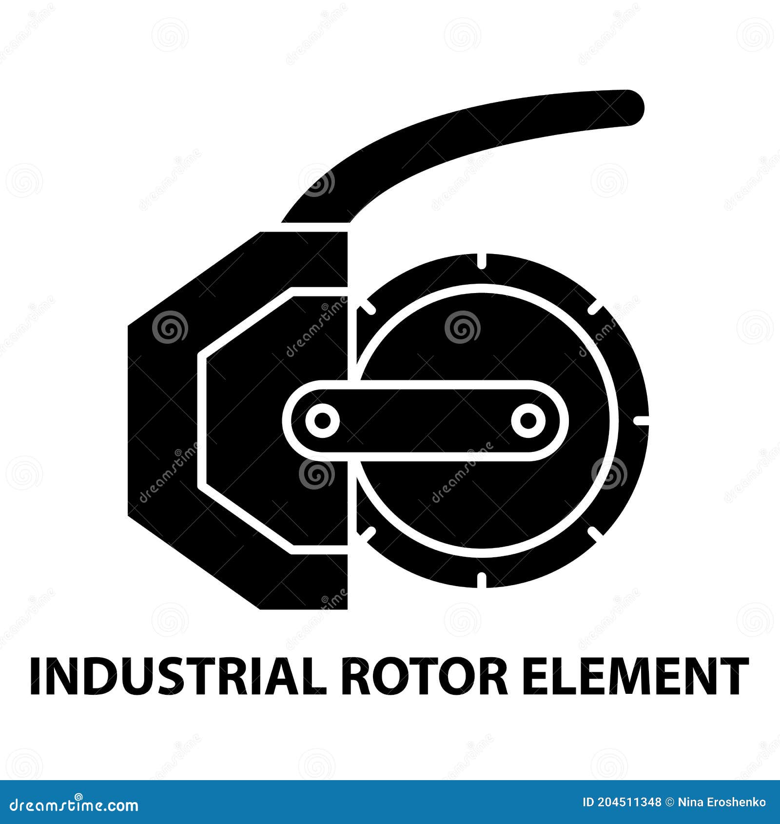 Industrial Rotor Element Icon, Black Vector Sign with Editable Strokes ...