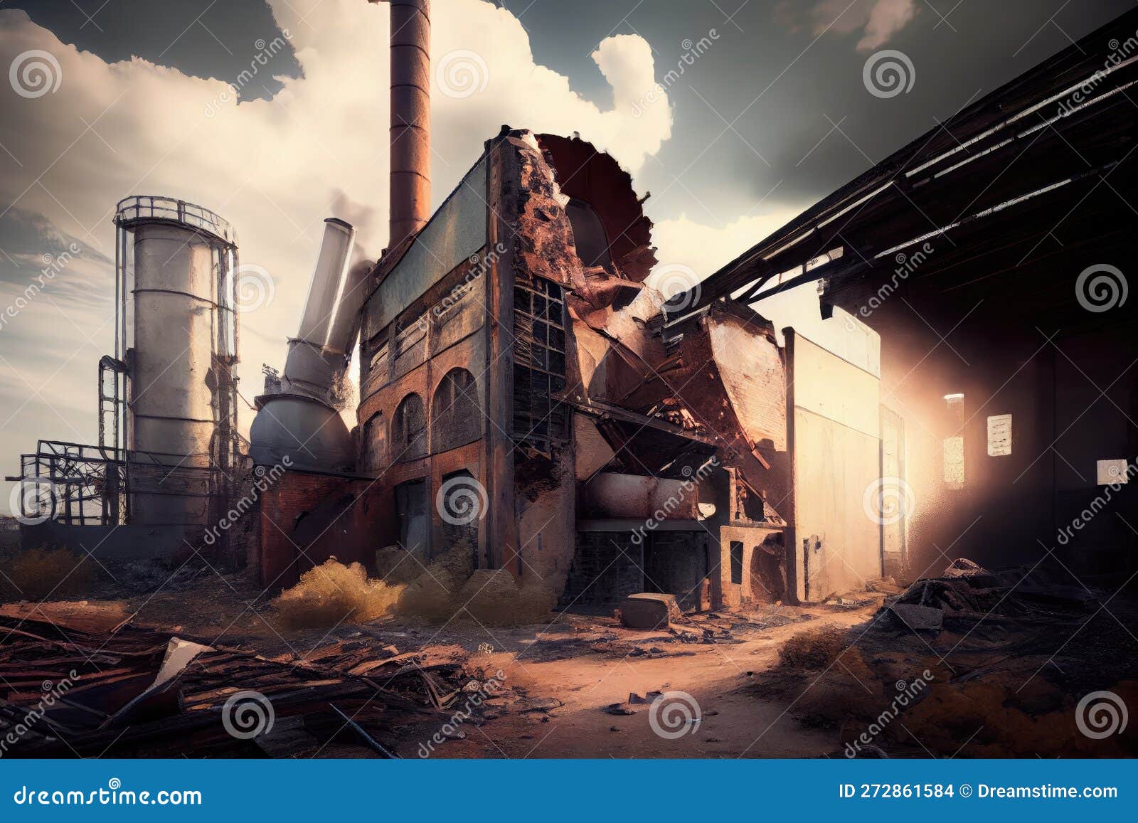 Industrial Ruin, with the Past and Present Brought Together in a Single ...