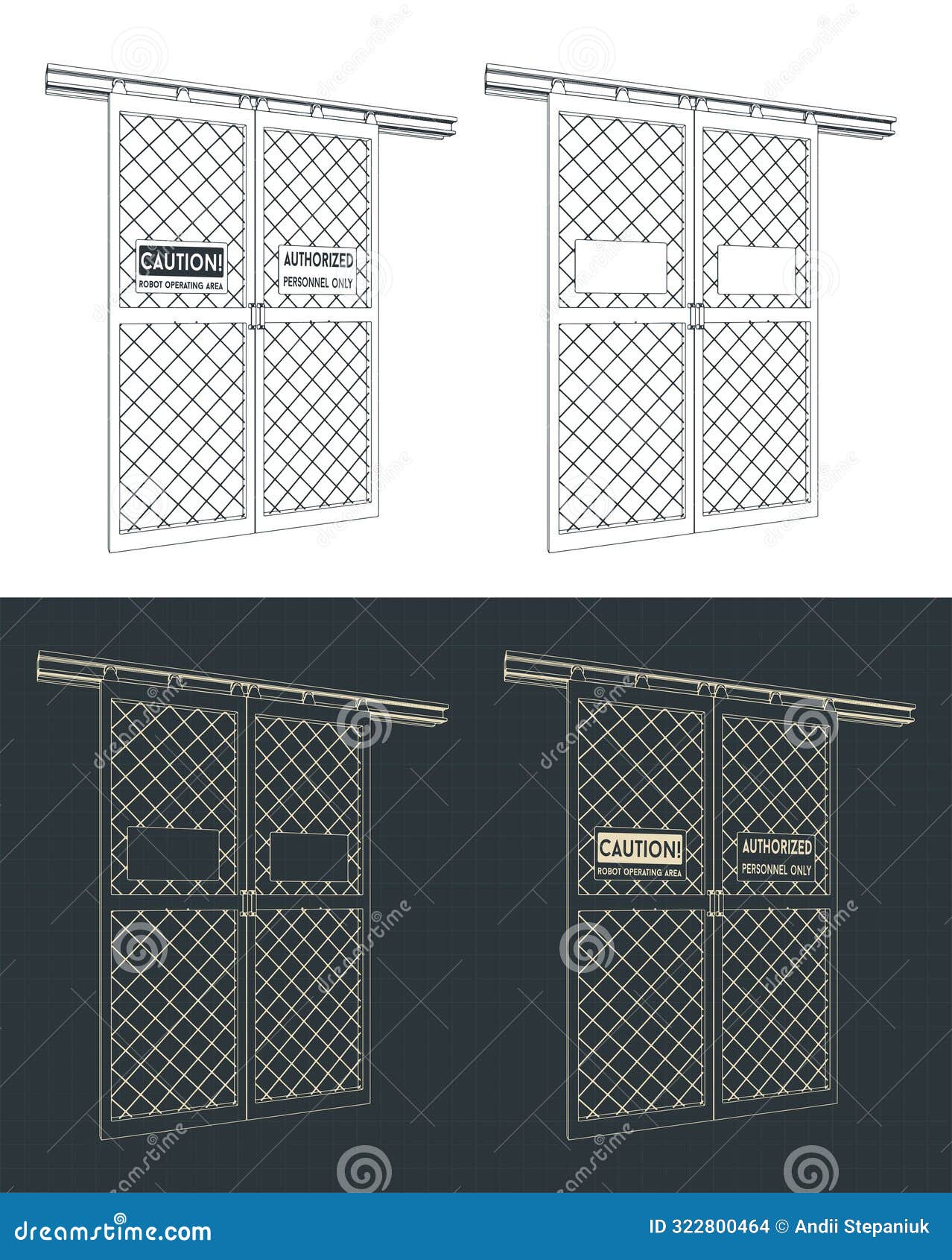 Industrial Sliding Door For Robotic Cell Illustration | CartoonDealer ...