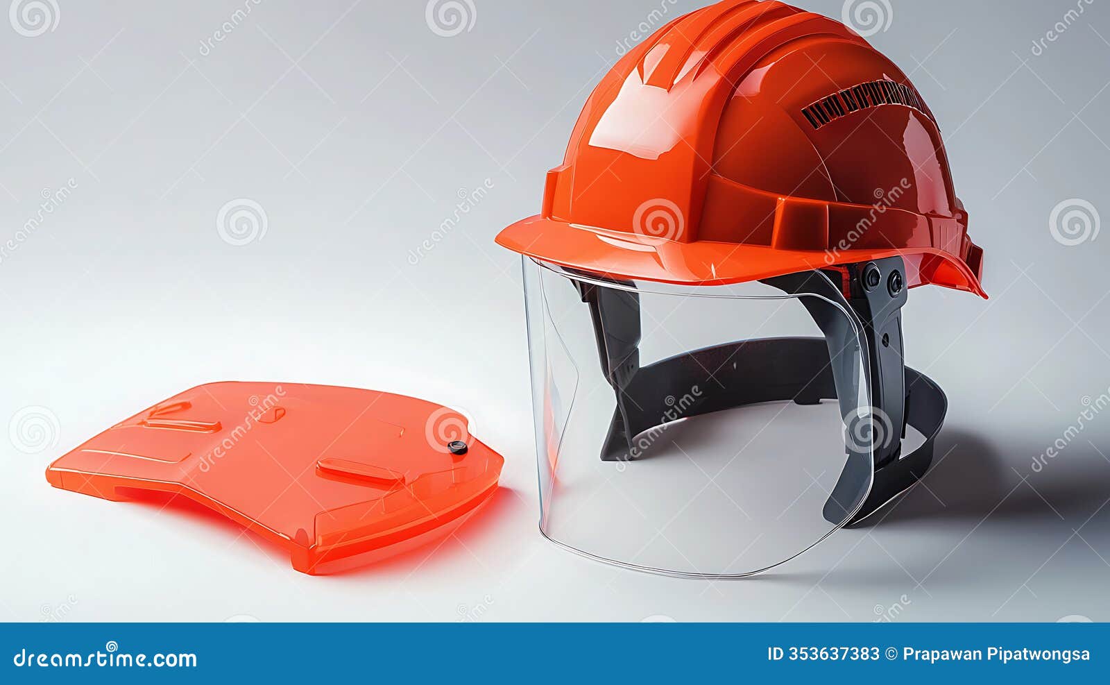 Industrial Safety Helmet with Face Shield, Designed for Protection and Visibility Stock ...