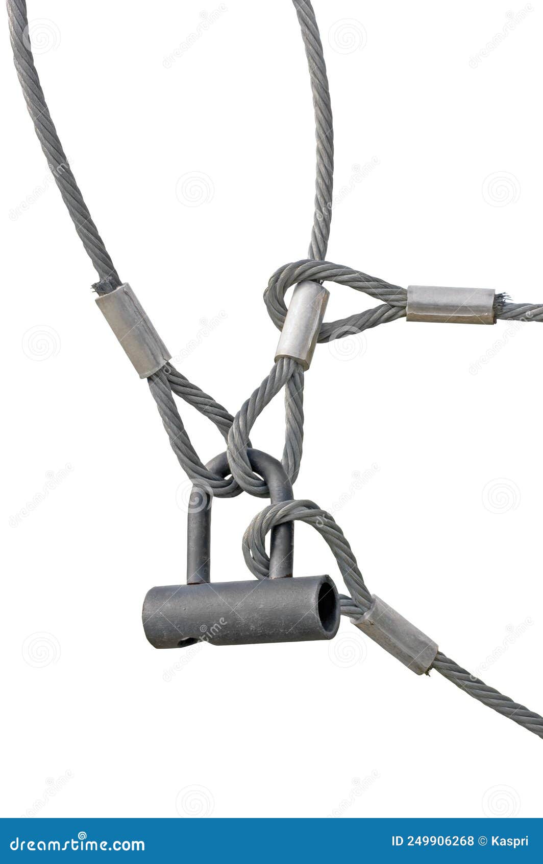 Industrial Safety Padlock Lock Interlocked Wire Loop Ropes, Isolated ...