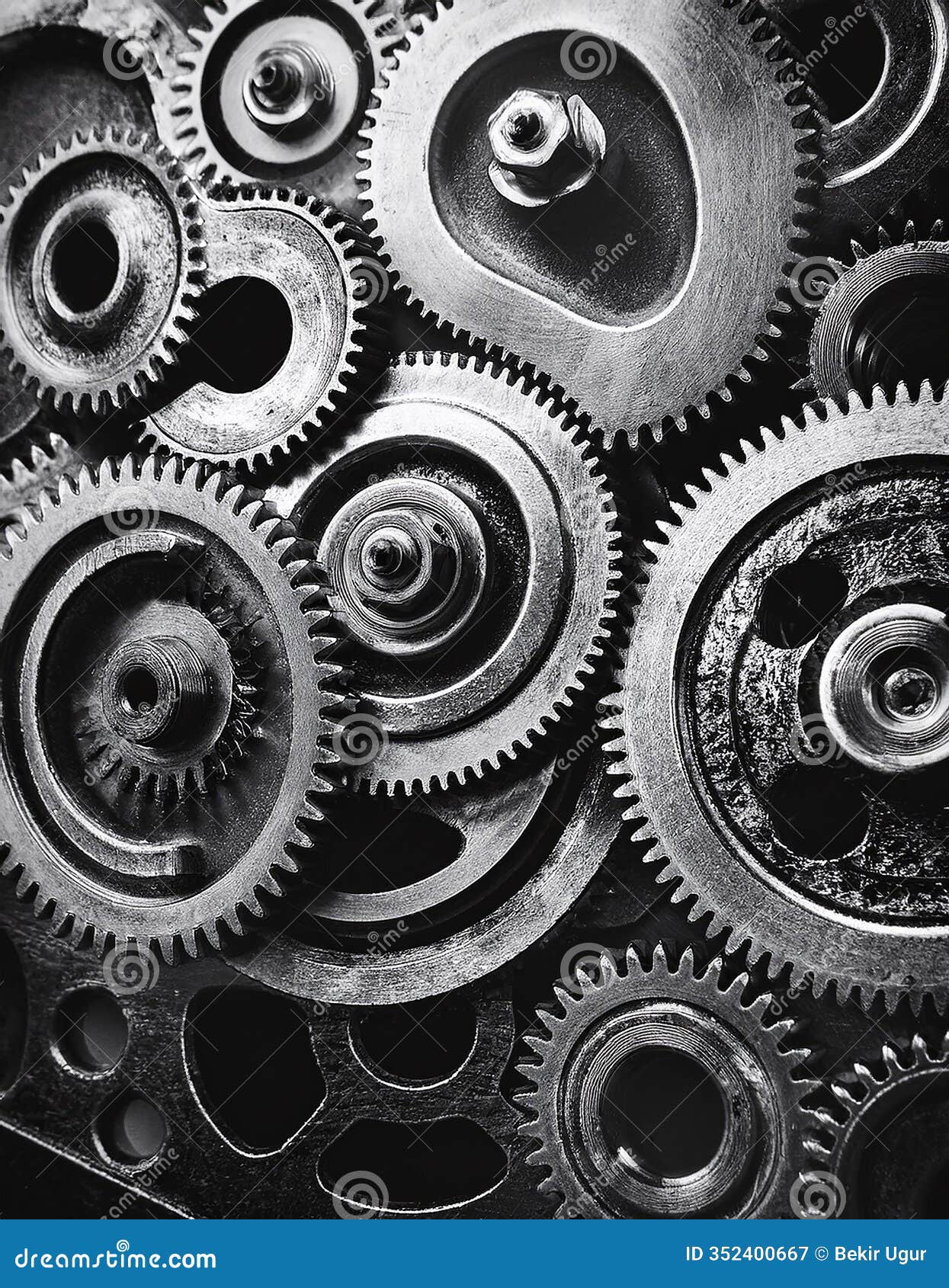 Grunge Gear, Cog Wheels Black and White Background. Stock Illustration ...