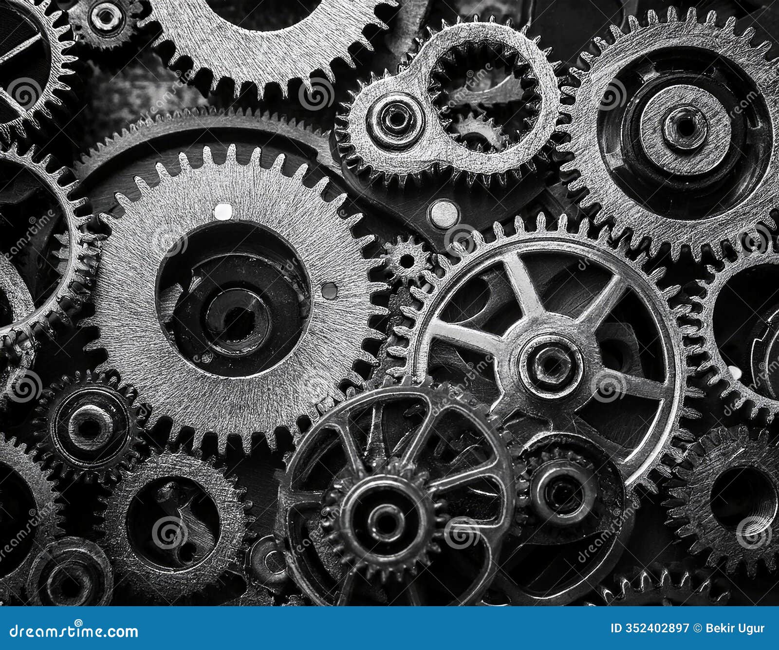 Grunge Gear, Cog Wheels Black and White Background. Stock Illustration ...