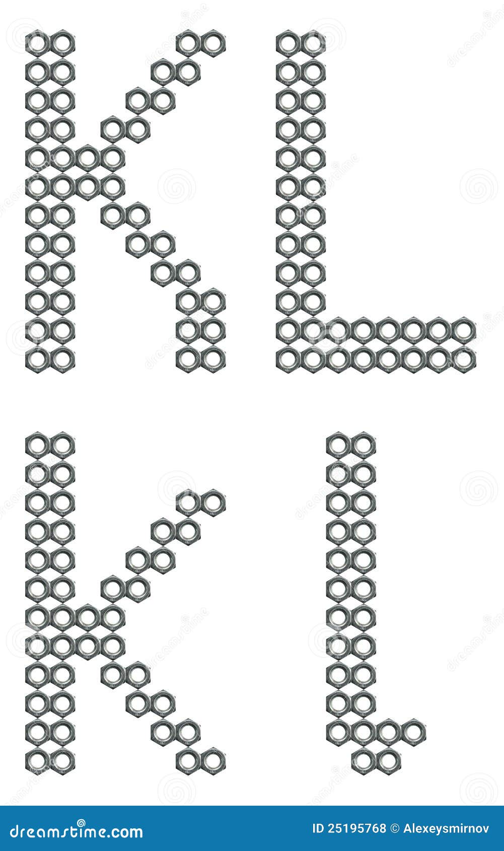 Industrial Nuts Font, Letters K and L Stock Photo - Image of design ...