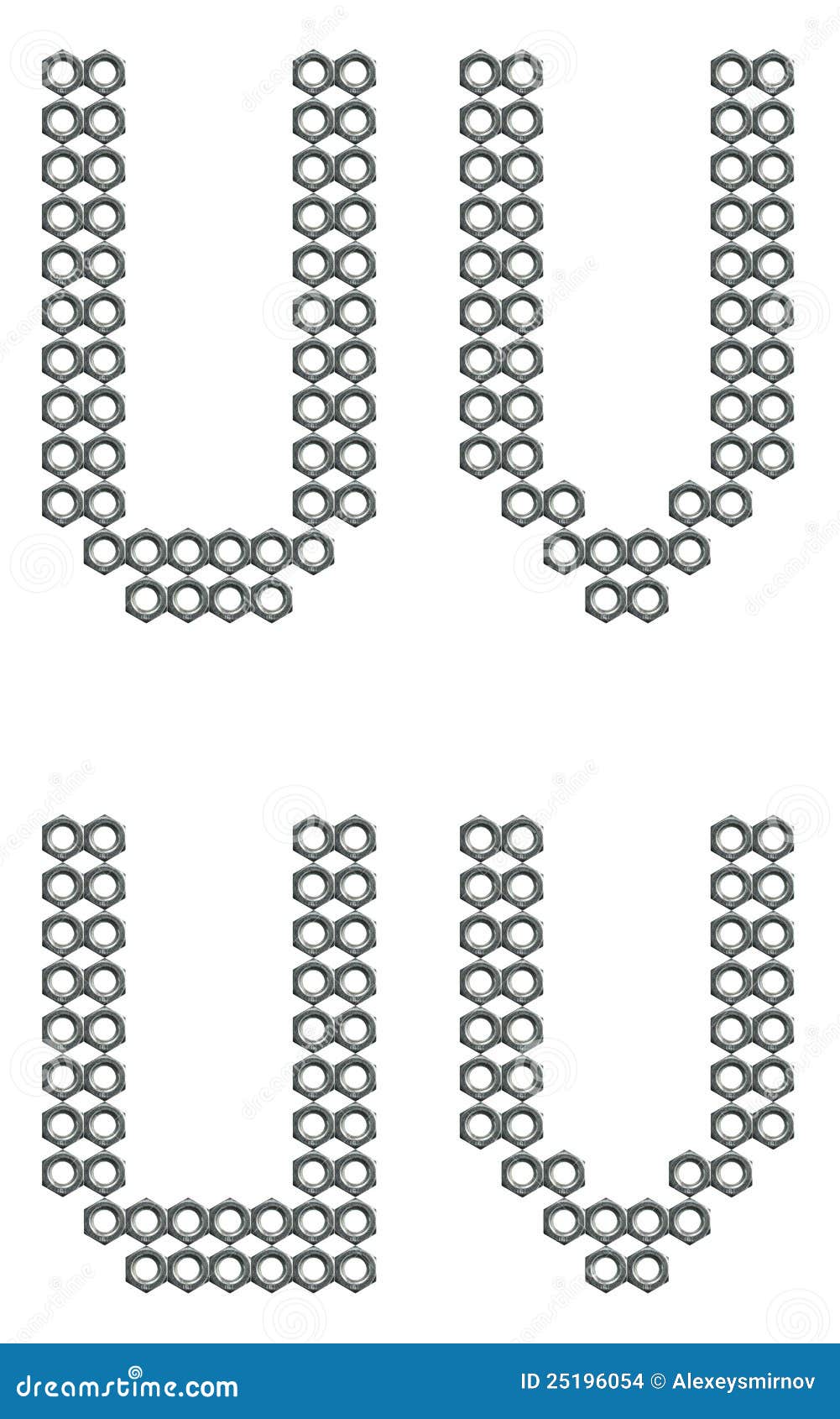 Industrial Nuts Font, Letters U and V Stock Photo - Image of female ...