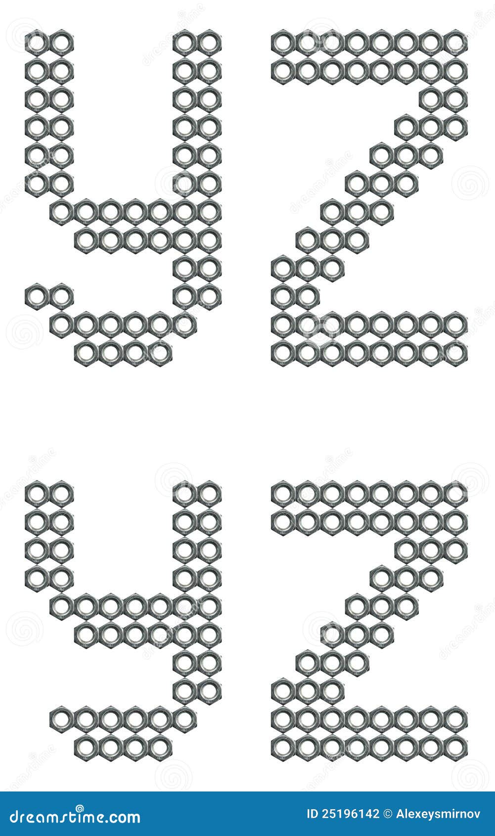 Industrial Nuts Font, Letters Y and Z Stock Photo - Image of circle ...