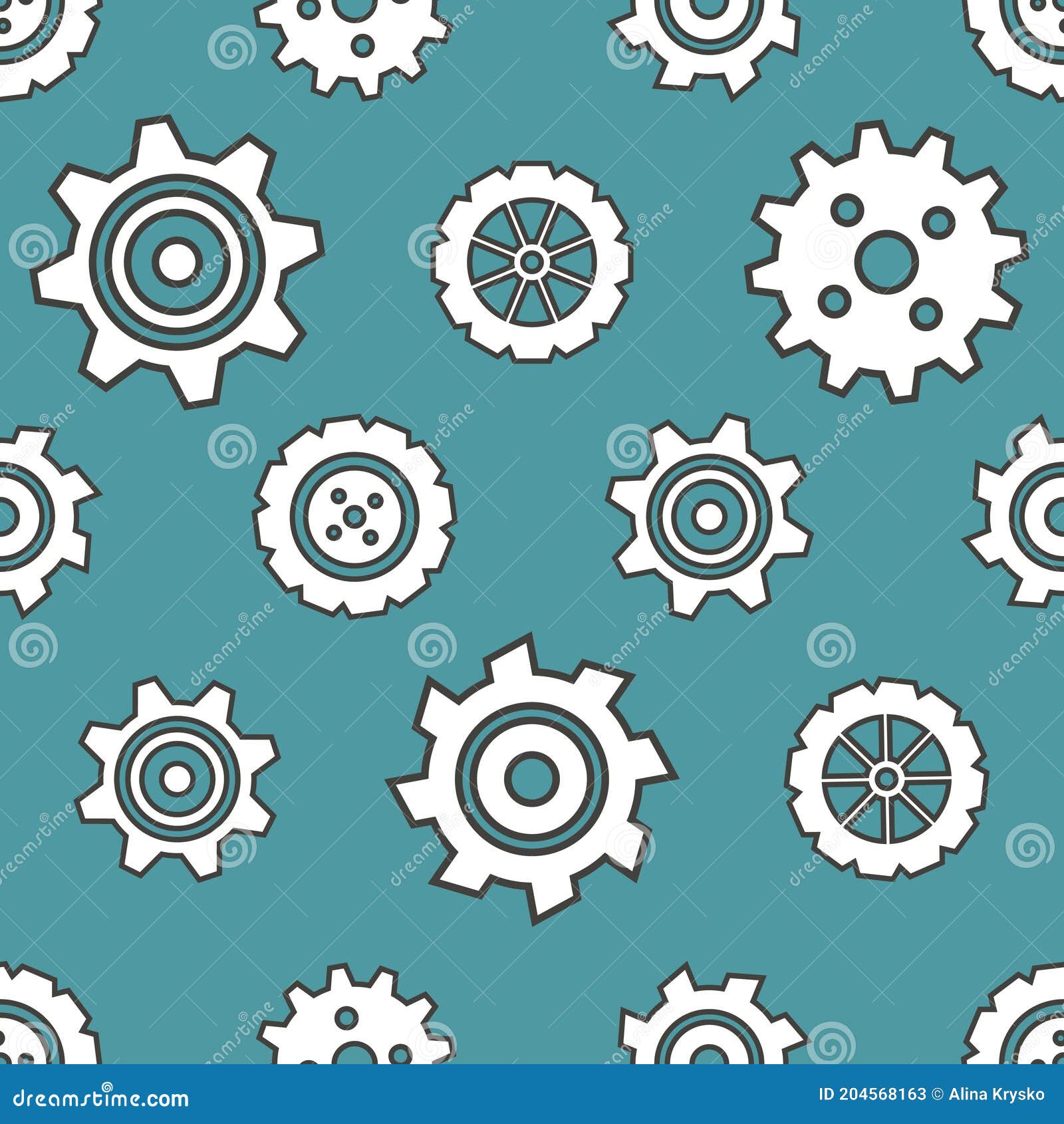 Seamless Vector Industrial Pattern with Gears and Nuts Stock Vector ...