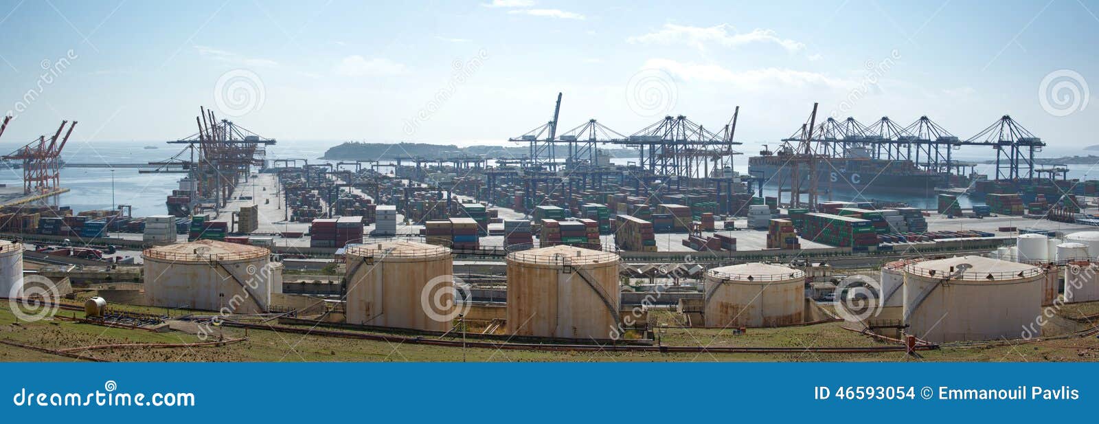 Industrial Seaport & Container Terminal Editorial Stock Image - Image ...