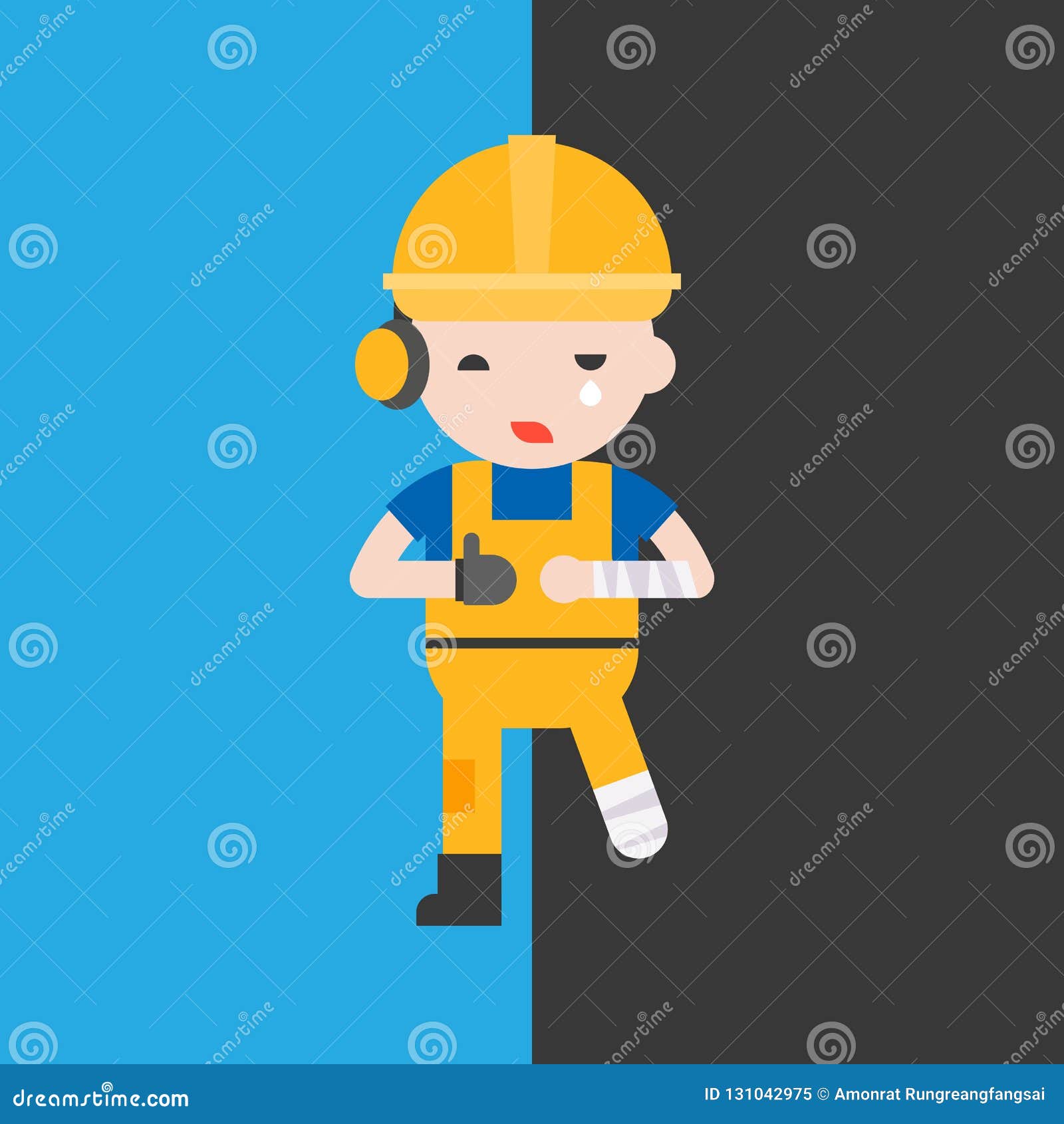 Industrial Security Concept for Worker Illustration, Flat Design Stock ...