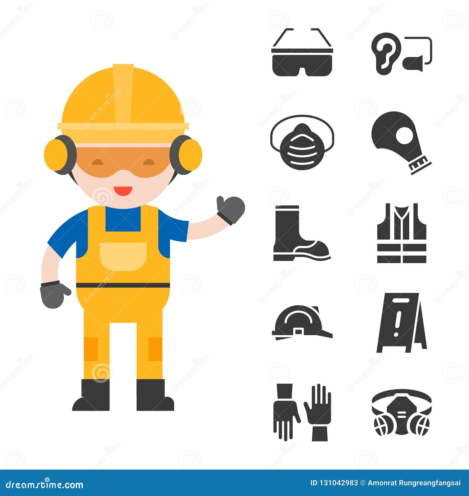 Industrial Security and Protective Equipment for Worker Illustration ...