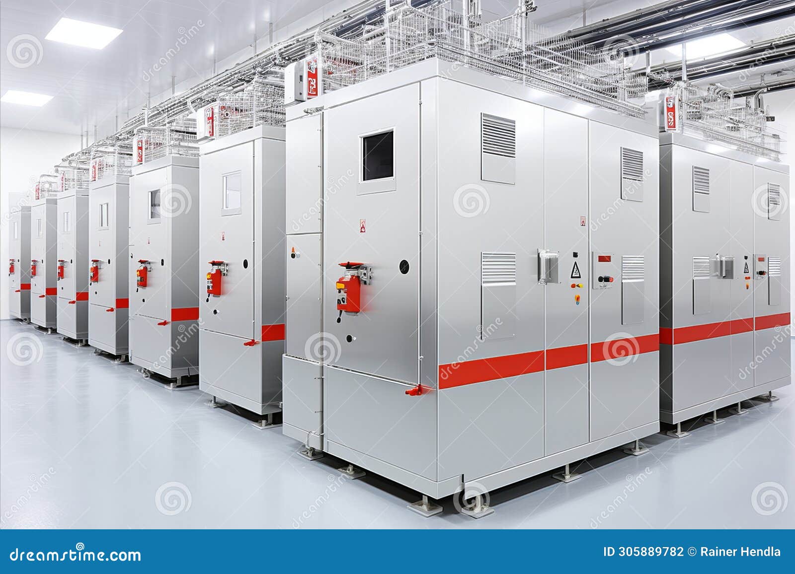 Industrial Server Park. Interior with Cutting-Edge Equipment and Light ...