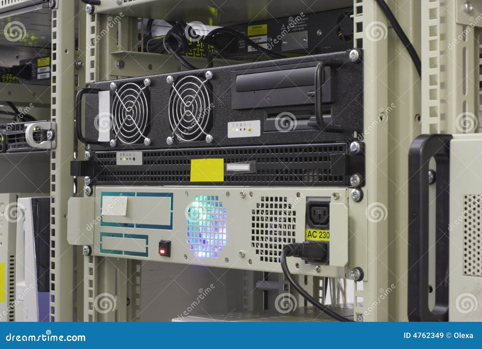 Industrial Server in Rack of Collocation Center Stock Image - Image of ...
