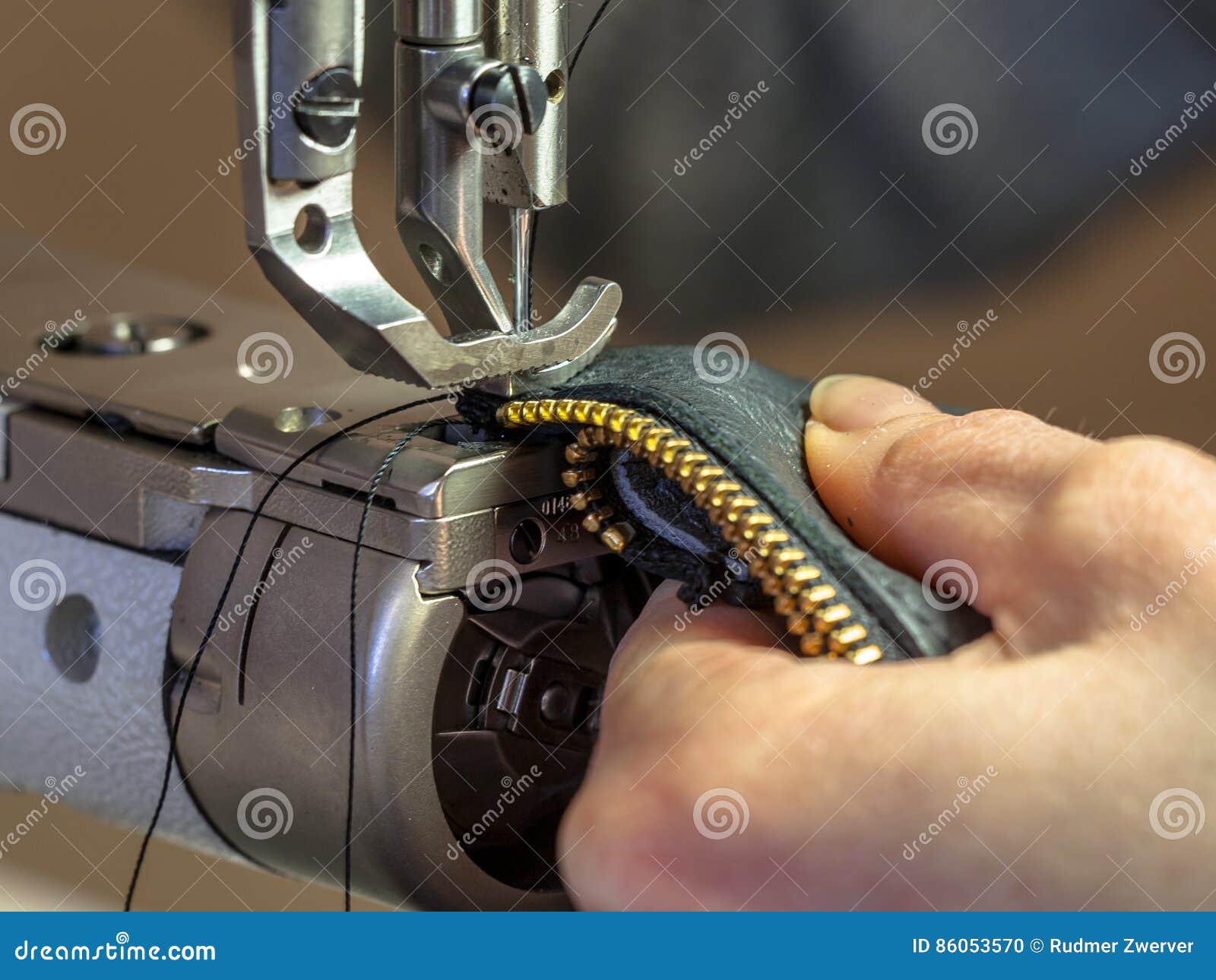 Industrial Sewing Machine Operated in Workshop Stock Photo - Image of ...