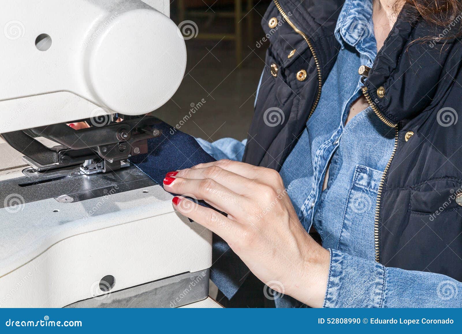 Industrial Sewing Machines with Sewing Machine Operator Stock Photo ...