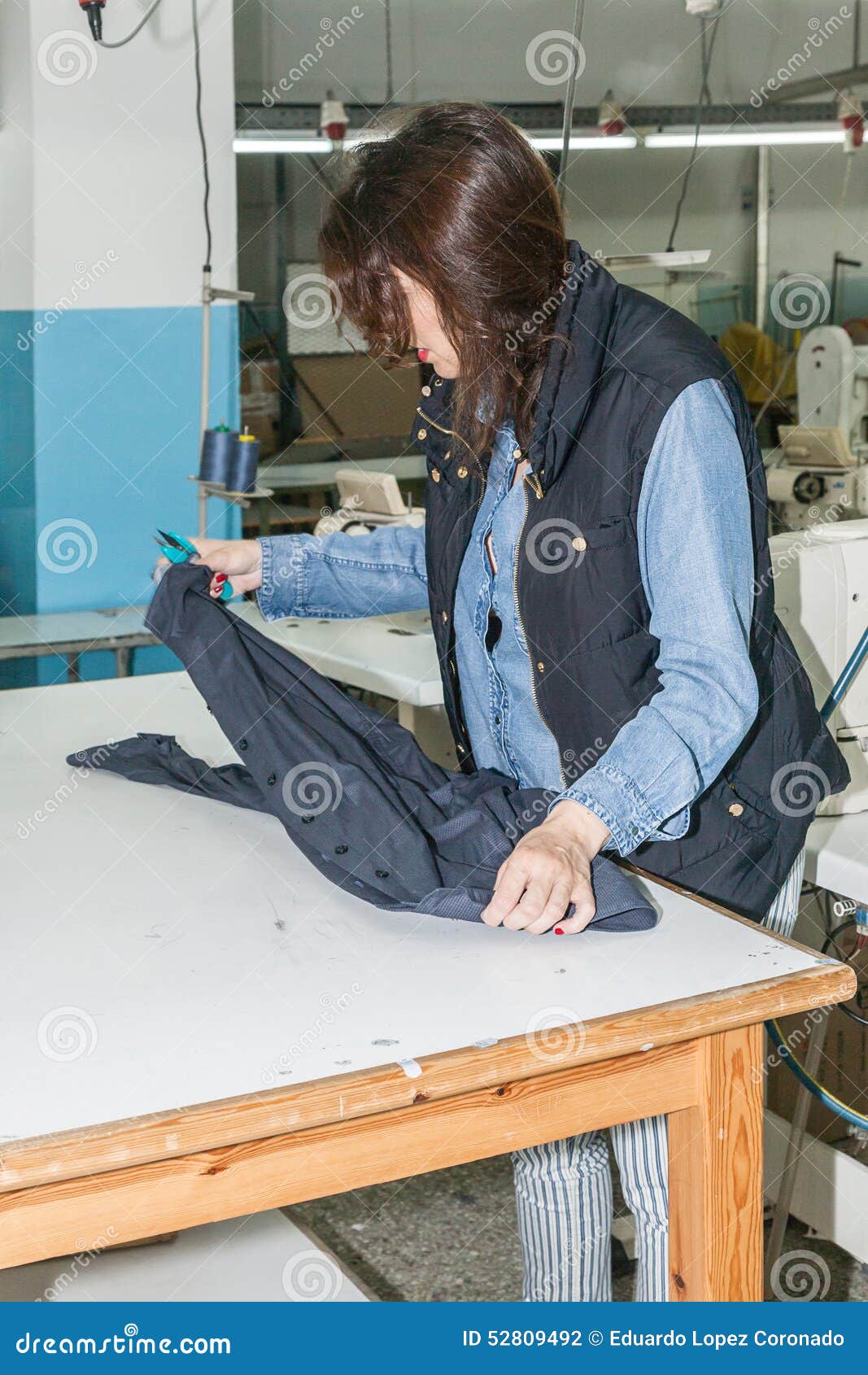 Industrial Sewing Machines with Sewing Machine Operator Stock Photo ...