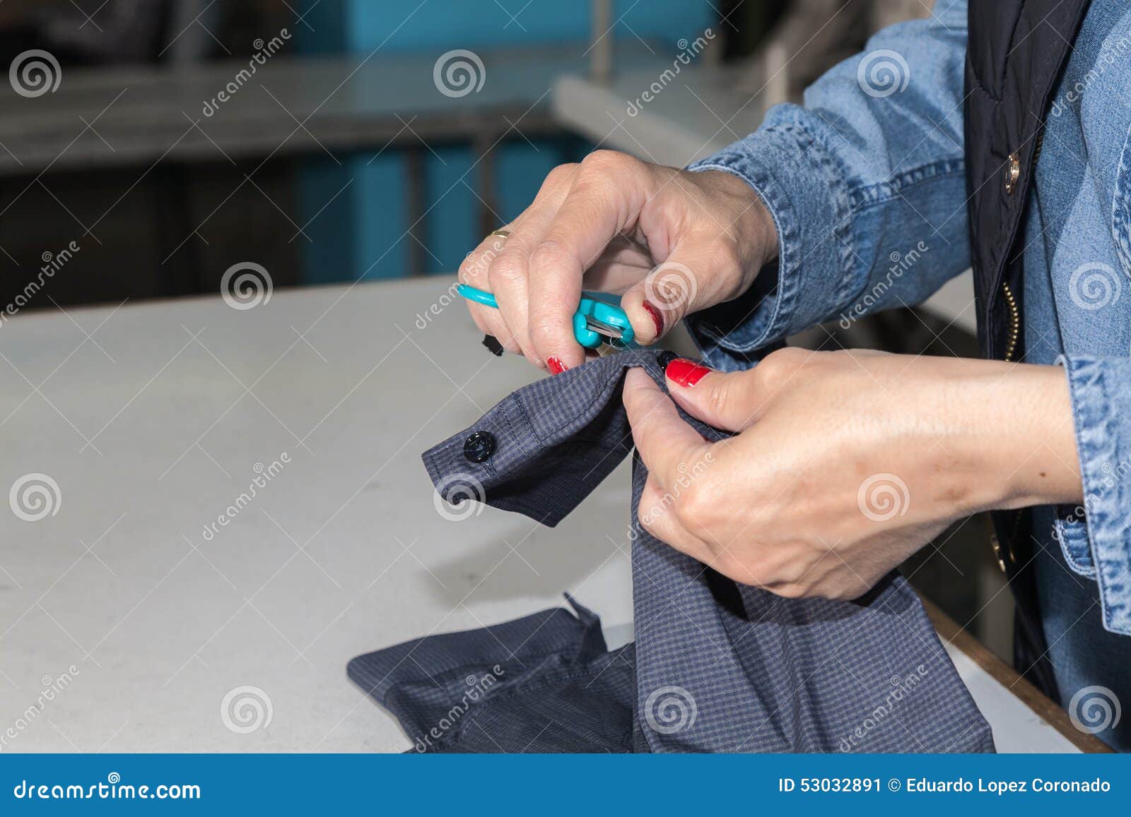 Industrial Sewing Machines with Sewing Machine Operator Stock Image ...