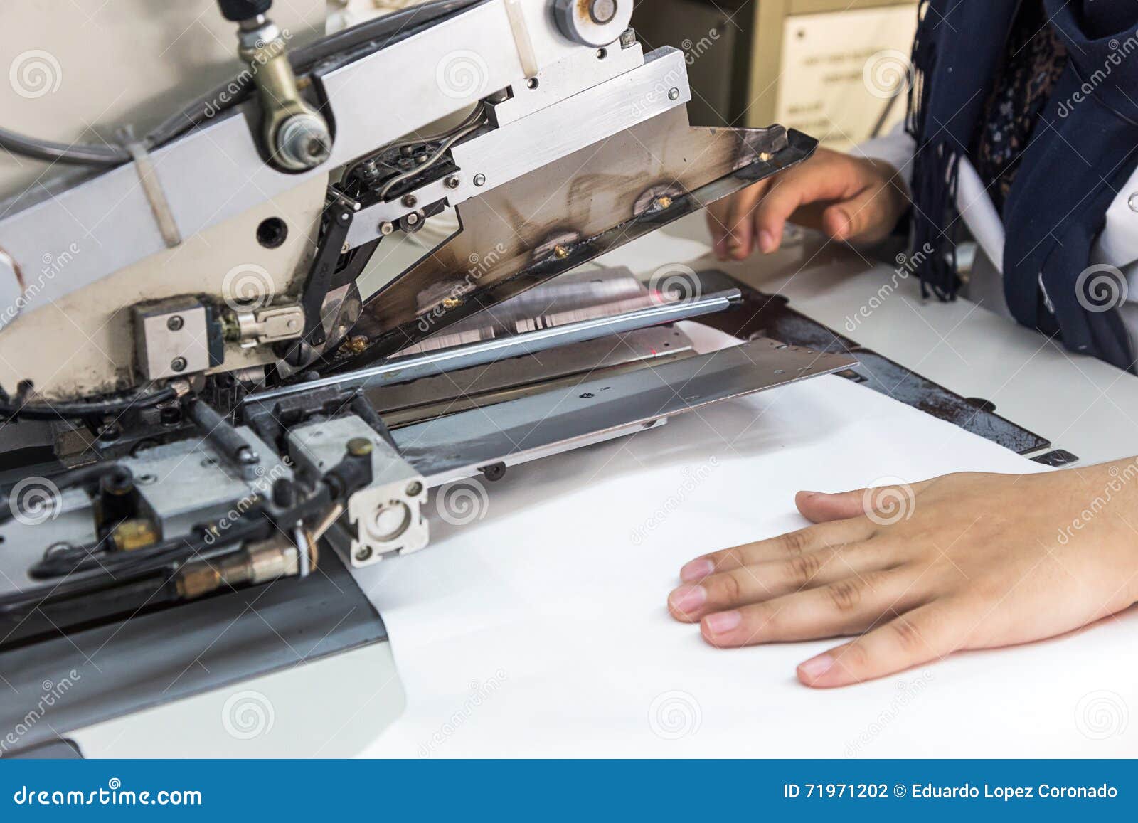 Industrial Sewing Machines with Sewing Machine Operator Stock Photo ...