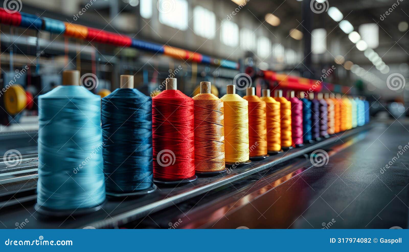 Industrial Sewing Station with Varied Thread Spools Stock Illustration ...
