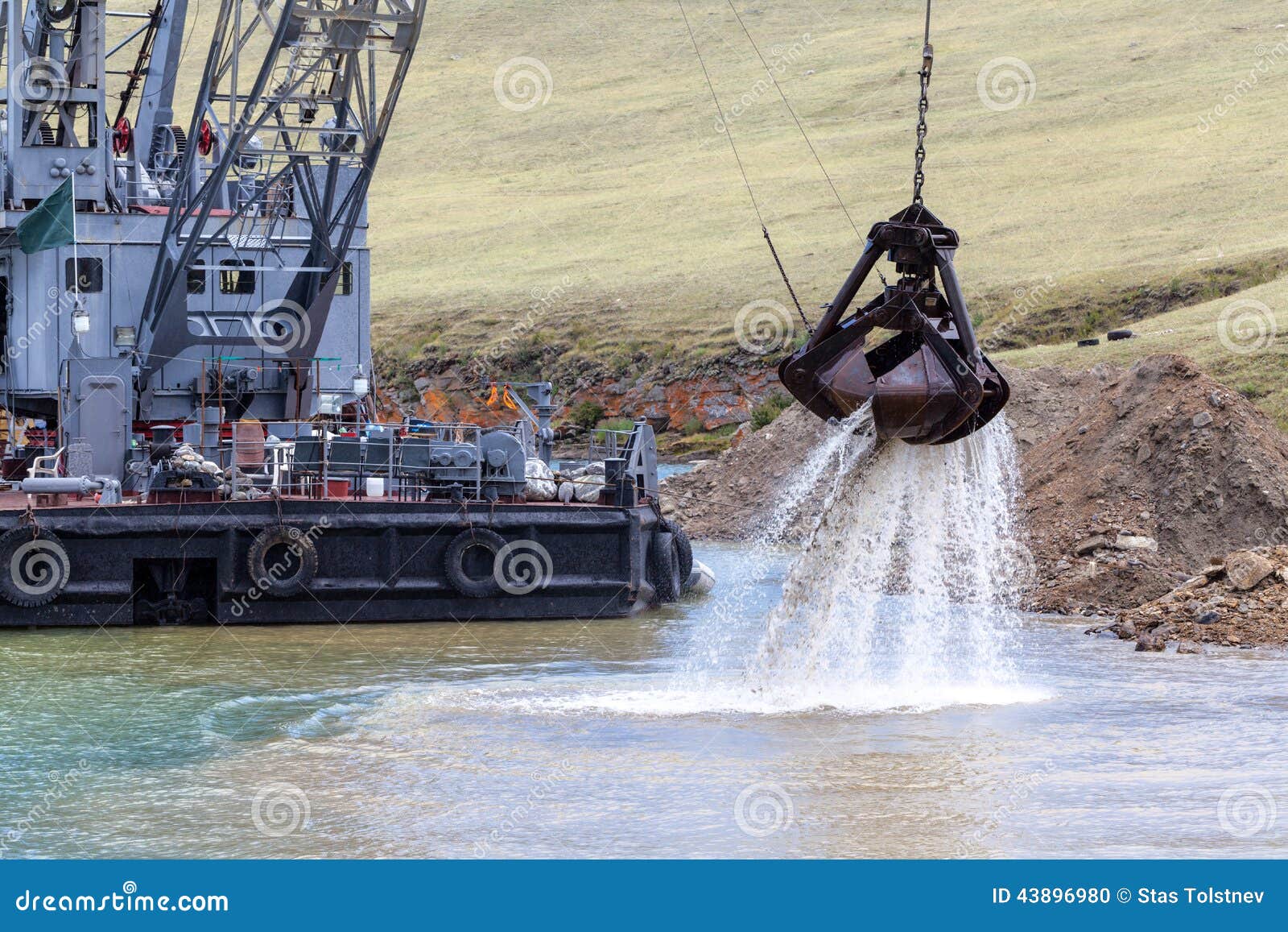 Industrial Ship that Digs Sand Stock Photo - Image of land, working ...