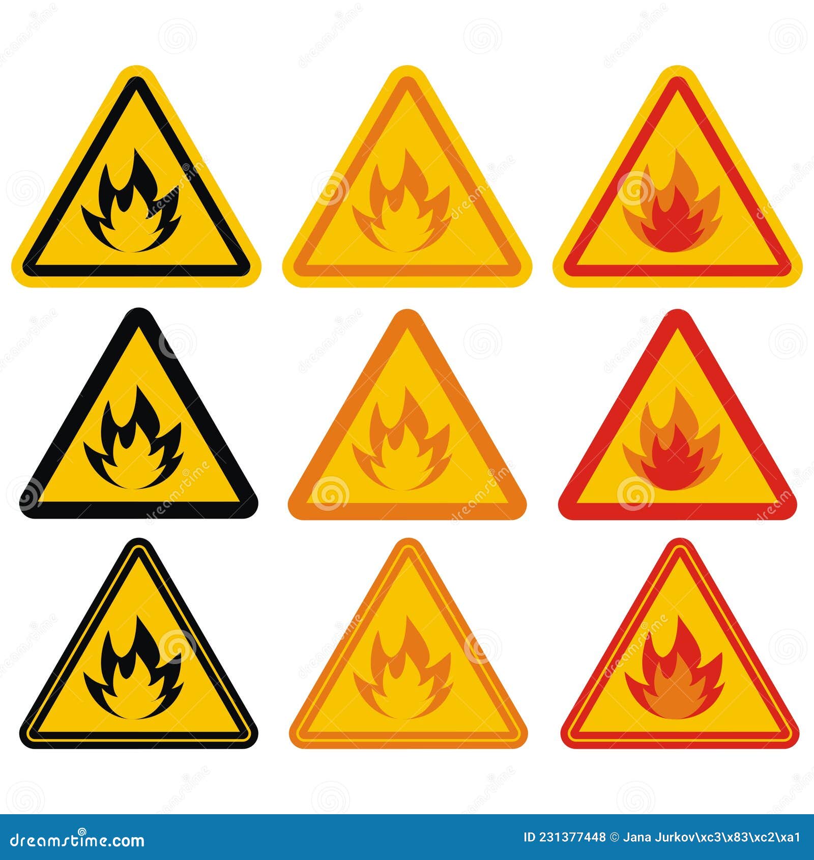 Industrial Sign, Set, Danger of Fire, Eps. Stock Vector - Illustration ...