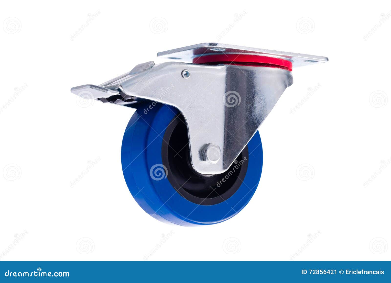 Industrial Single Steel Caster with Lock Isolated on White Stock Image ...