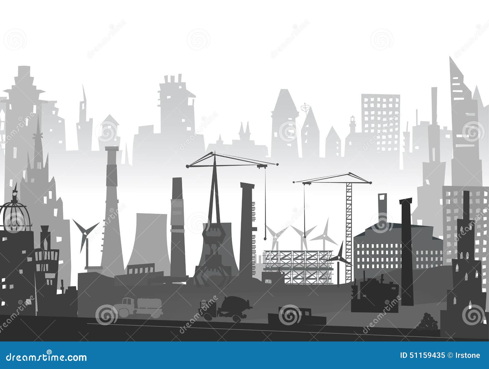 Industrial Site View with Cranes. Heavy Industry Background Stock ...