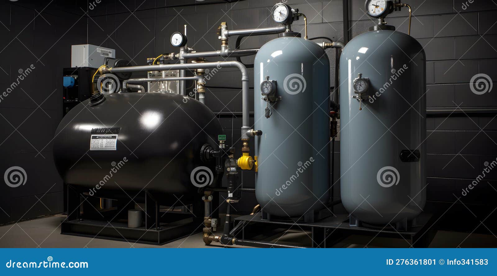 An Industrial-sized Compressor with Tanks and Gauges Dyna One Created ...