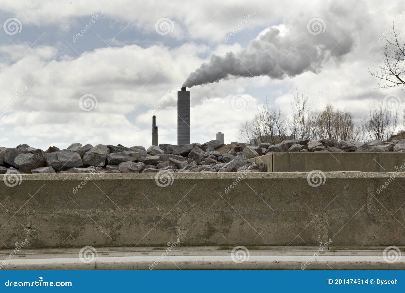 Industrial Smoke Stack Concrete Wall Stock Photo - Image of power ...