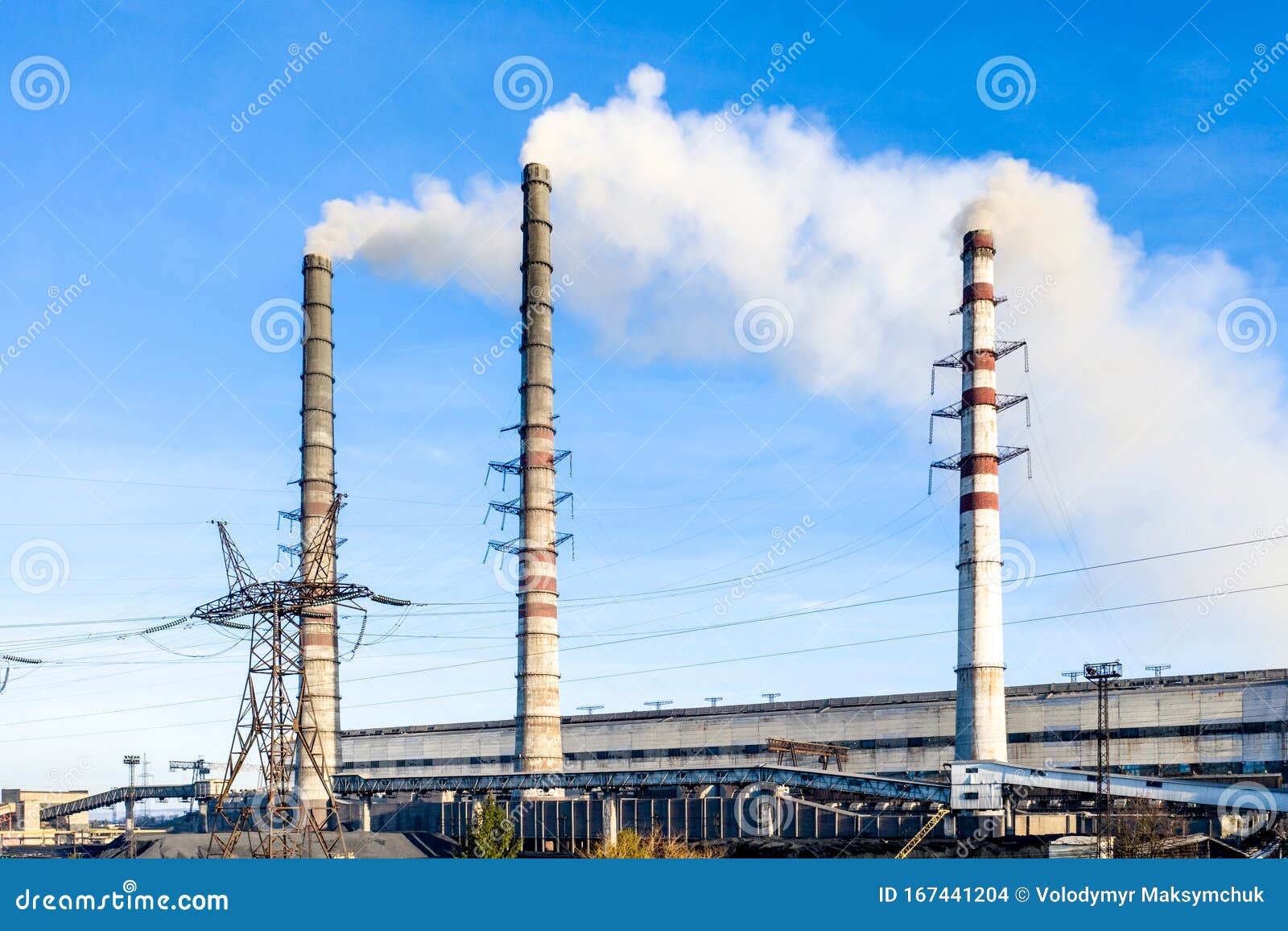 Industrial Smoke Stack of Coal Power Plant Stock Photo - Image of high ...