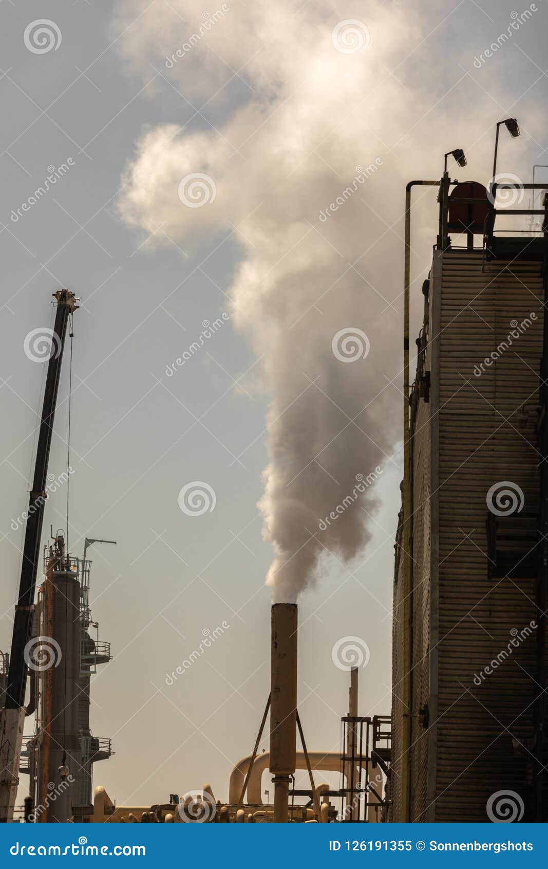 Industrial Smoke Stack Emitting Steam Stock Image - Image of daytime ...