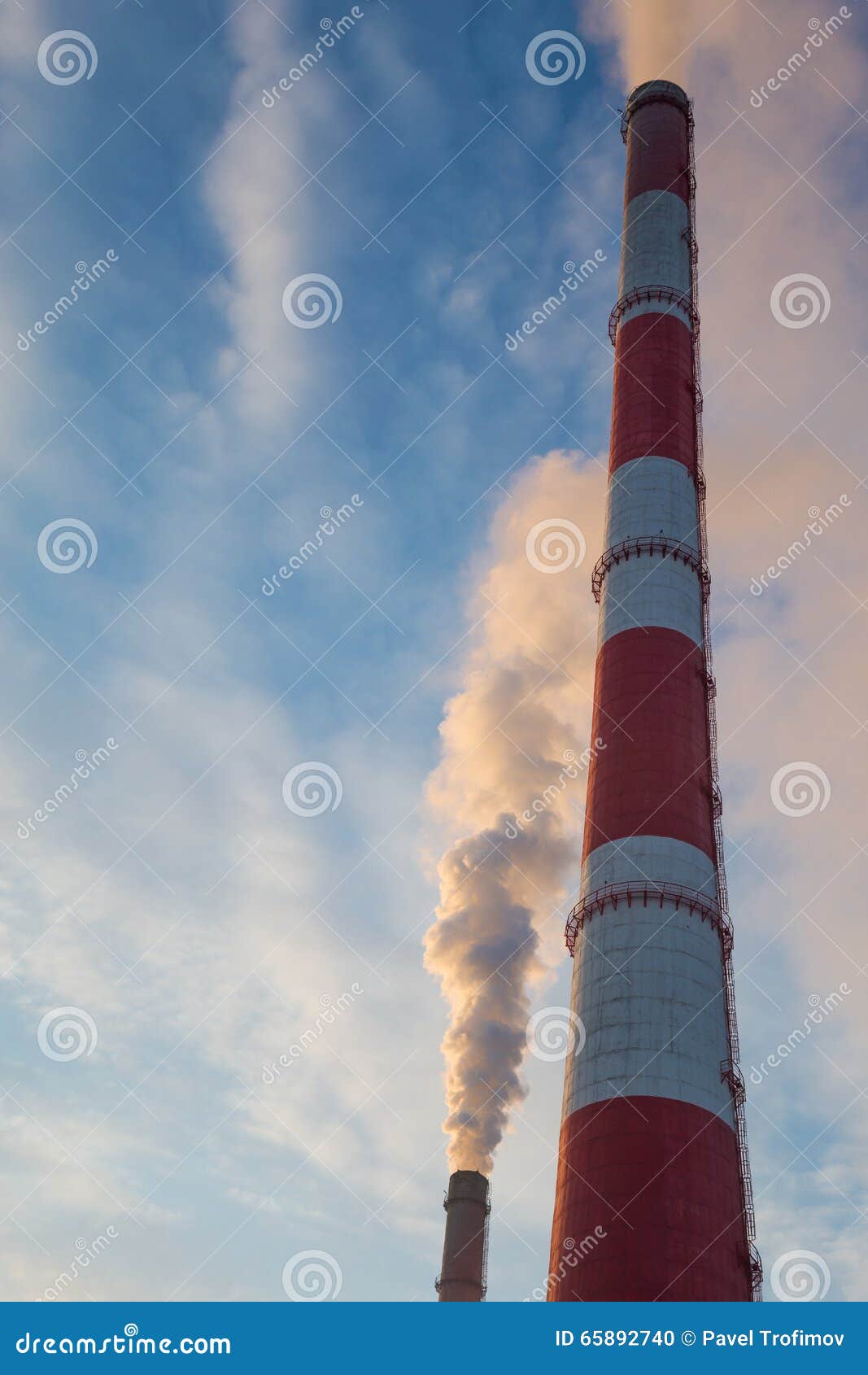 Industrial Smoke Stack with Large White Smoke Cloud Stock Photo - Image ...
