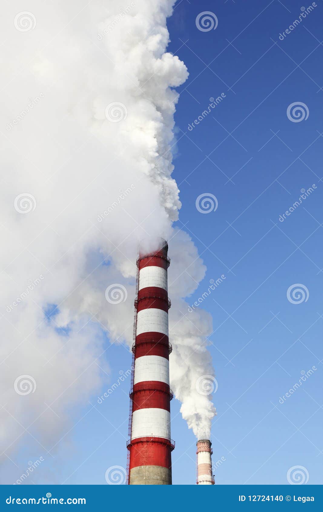 Industrial Smokestacks with Billowing Smoke Stock Photo - Image of pipe ...