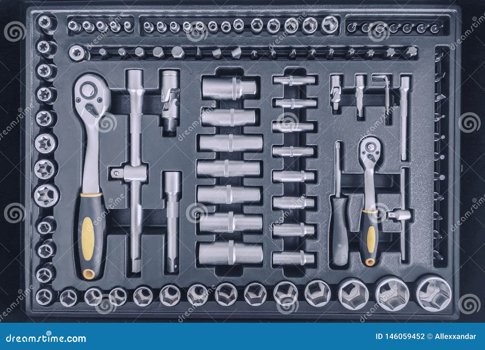 Industrial Socket Set Inside Toolbox, Ratchet Socket Kit Stock Photo ...