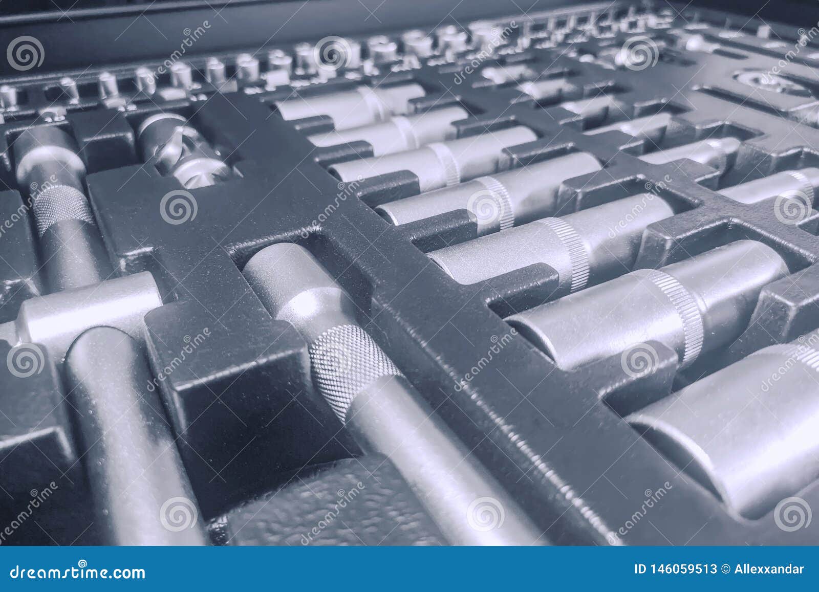 Industrial Socket Set Inside Toolbox, Ratchet Socket Kit Stock Image ...