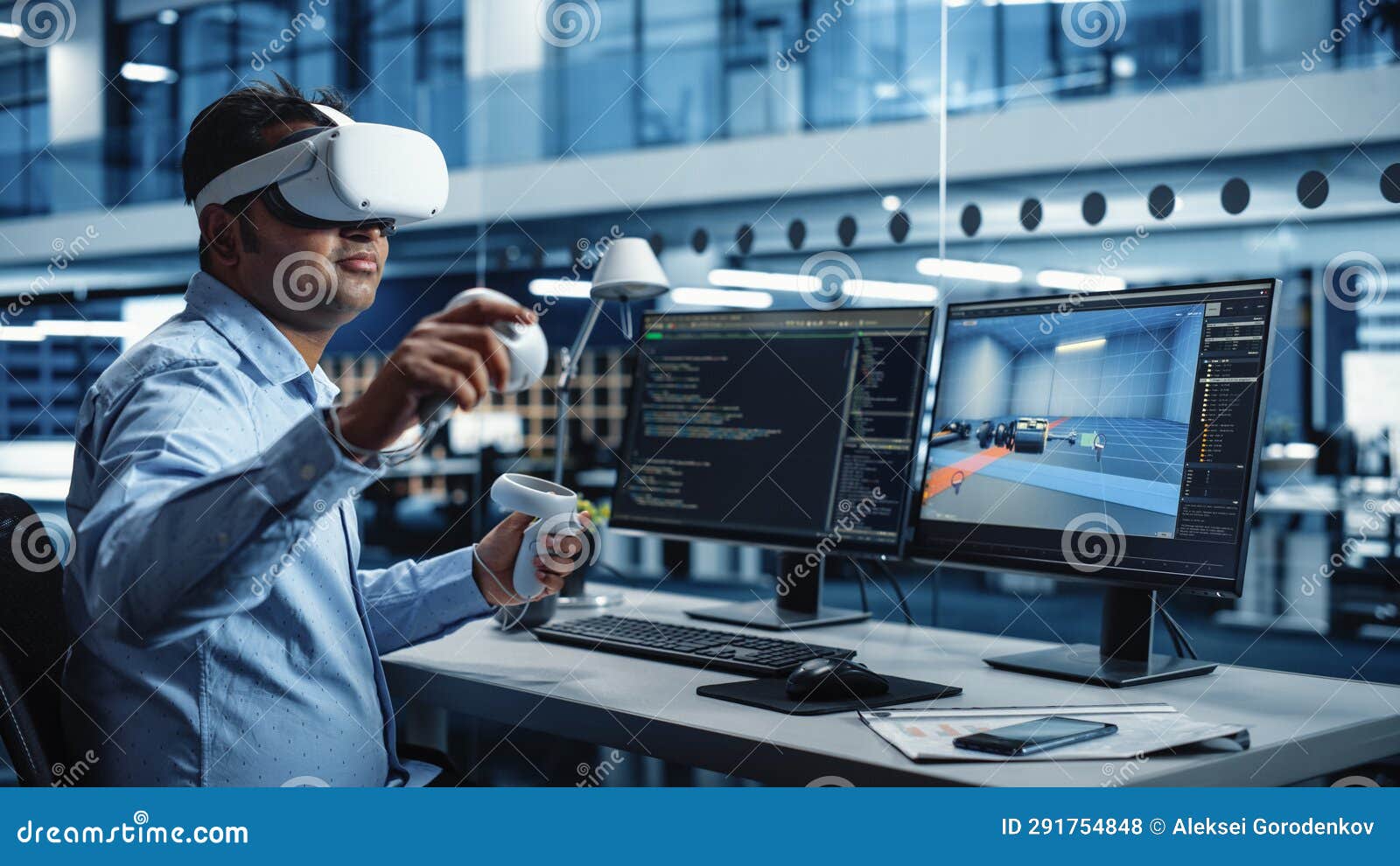 Industrial Software Developer Writing Code and Testing Automotive ...