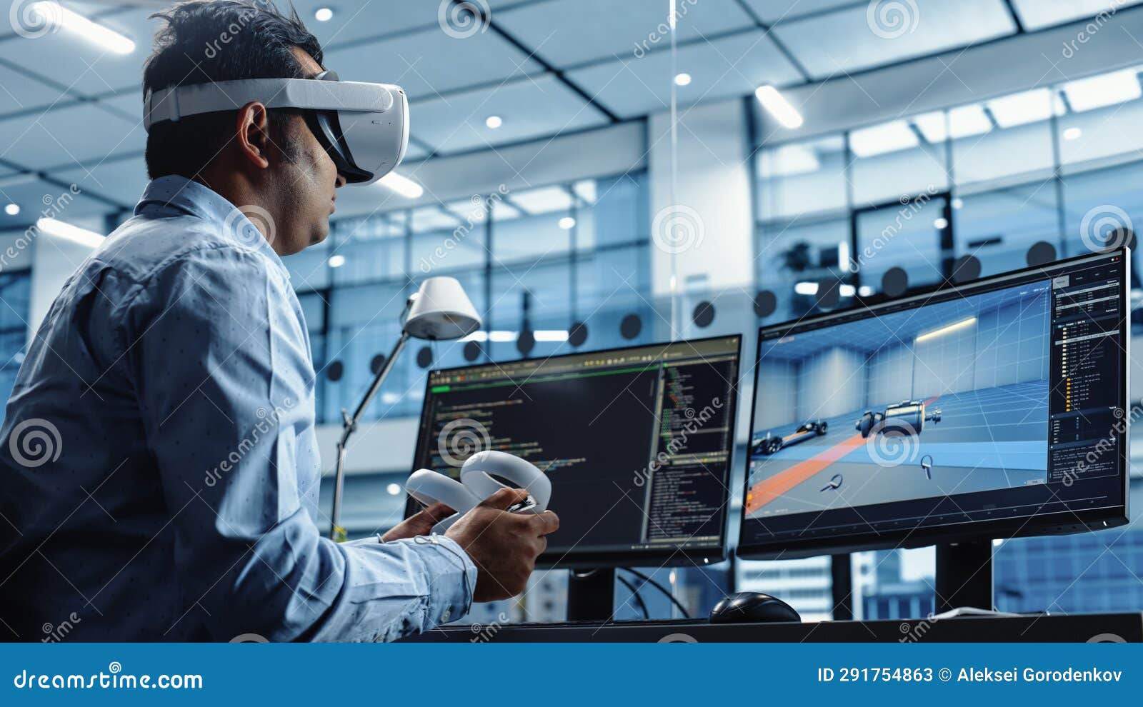 Industrial Software Developer Writing Code and Testing Automotive ...