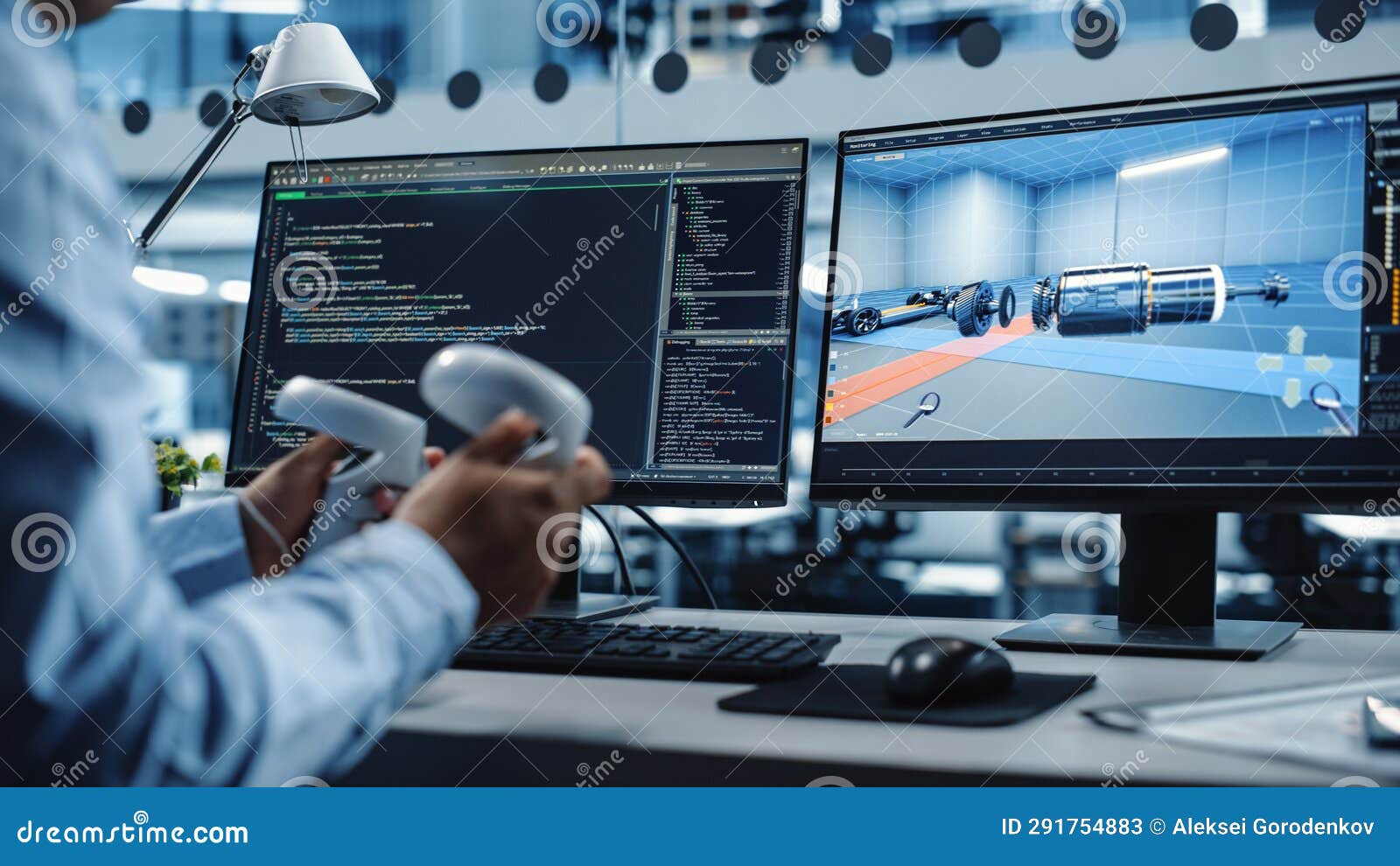 Industrial Software Developer Writing Code and Testing Automotive ...