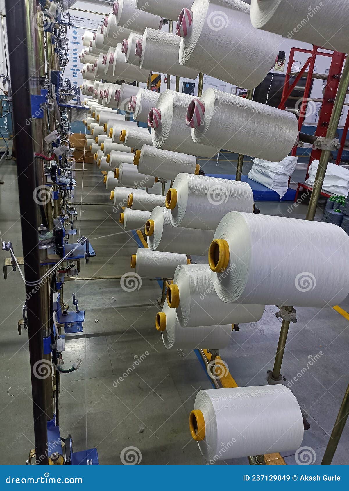 Industrial Spinning Machine Producing White Cotton Yarn in Textile ...