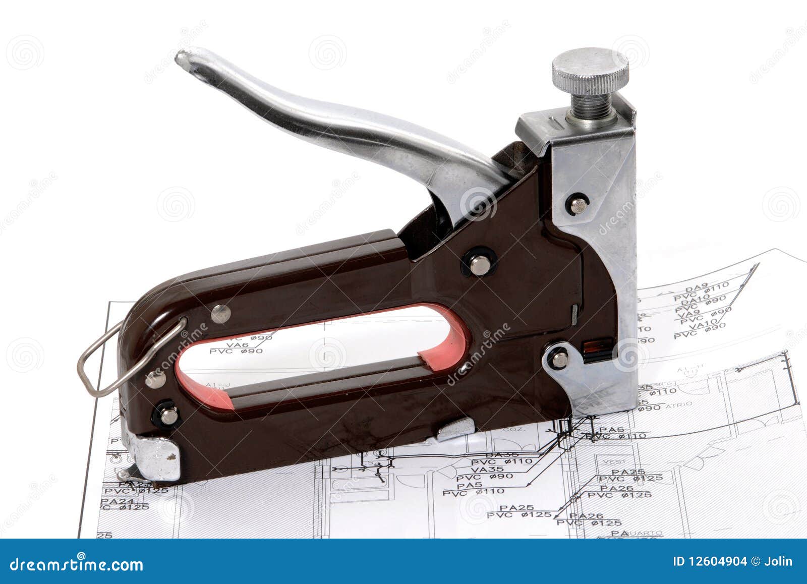 Industrial Stapler Over House Plan Stock Photo - Image of work, stapler ...