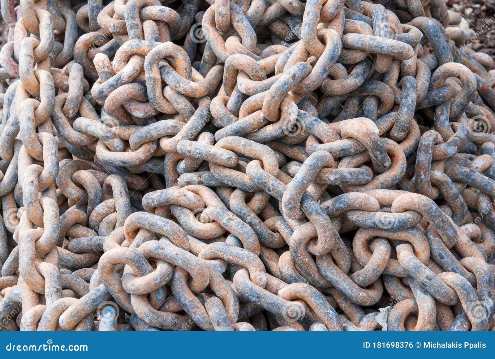 Industrial Steel Security Metal Chain on the Ground Stock Photo - Image ...