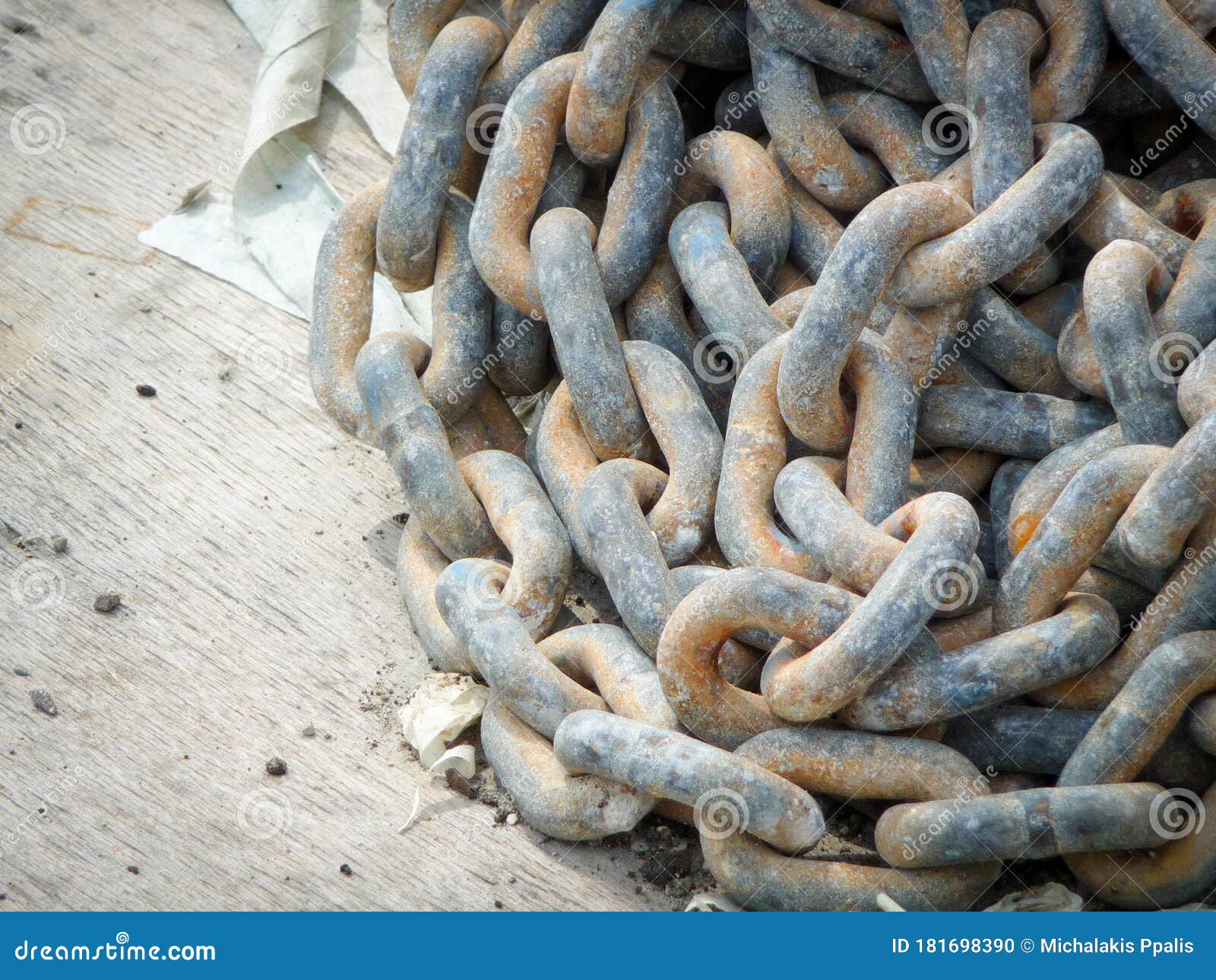 Industrial Steel Security Metal Chain on the Ground Stock Photo - Image ...
