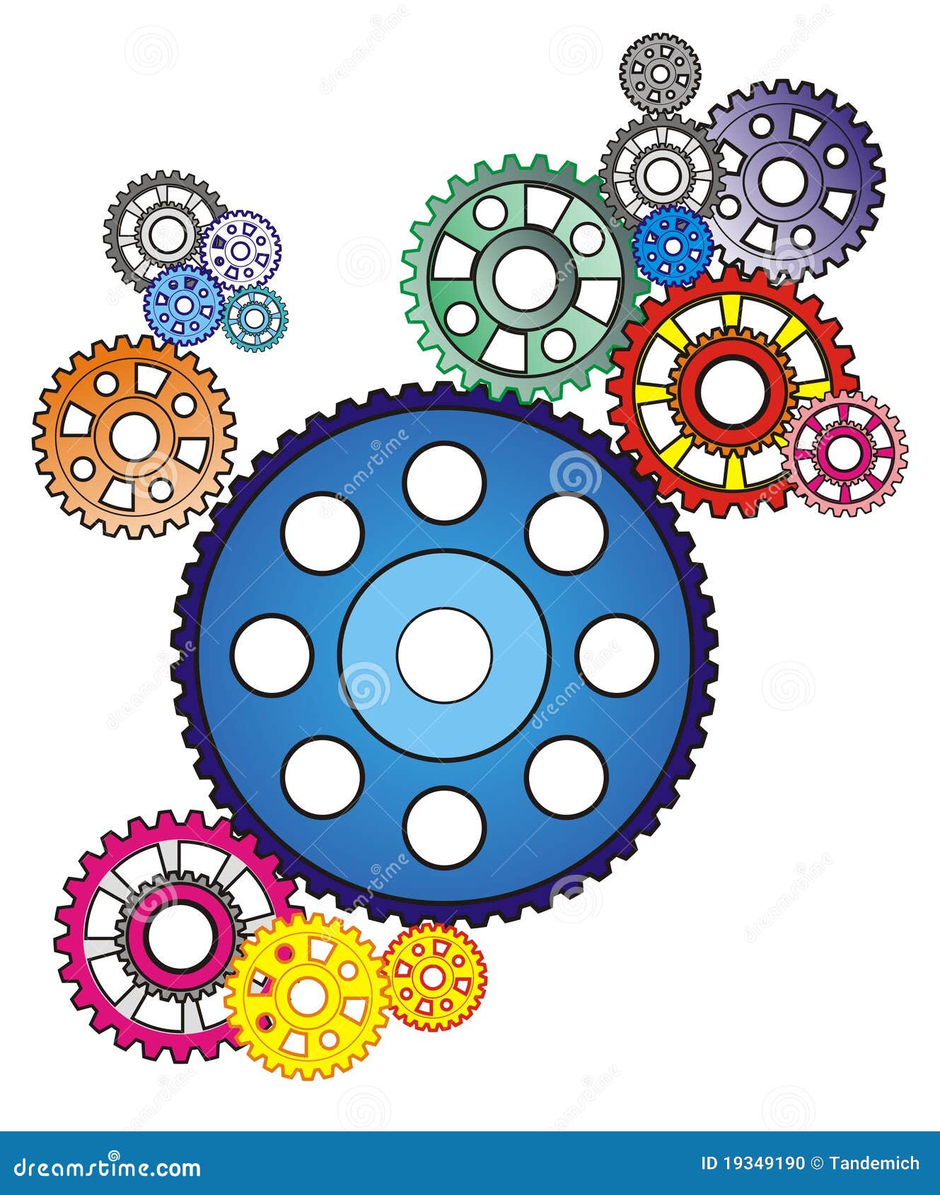Industrial Still Life - Arrangement of Gears, Stock Illustration ...