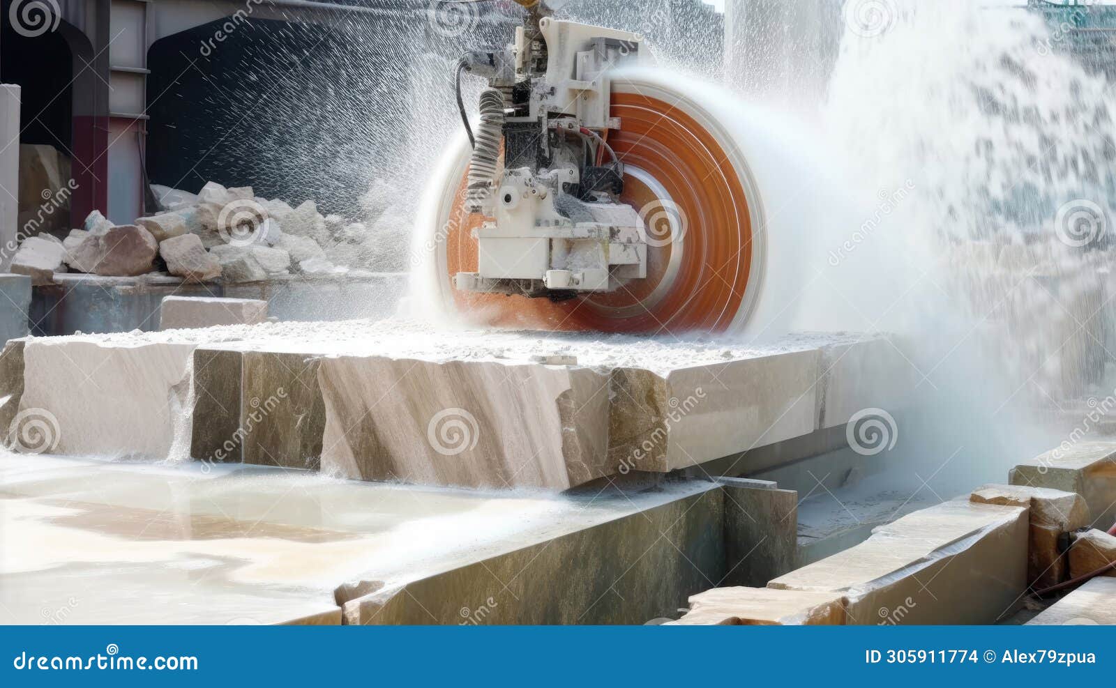 Industrial Stone Fabrication Cutting Process in Motion Stock ...