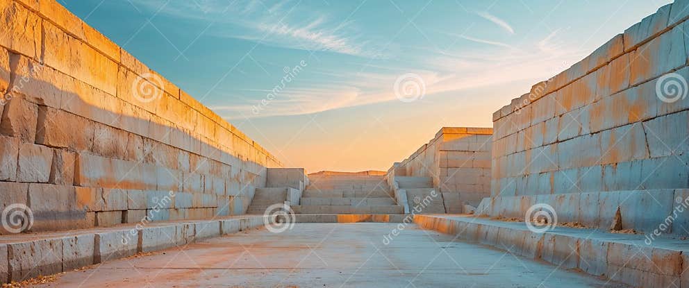 Industrial Stone Platform Quarry Sunset Backdrop. Stock Image - Image ...