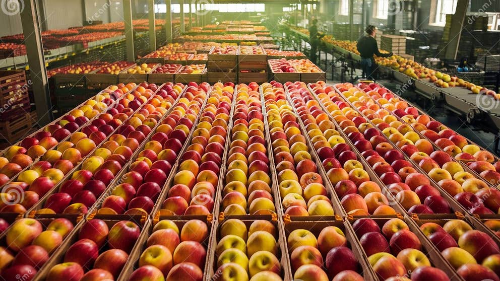 Industrial Storage of Apples in Refrigerated Chambers. Stock Photo ...