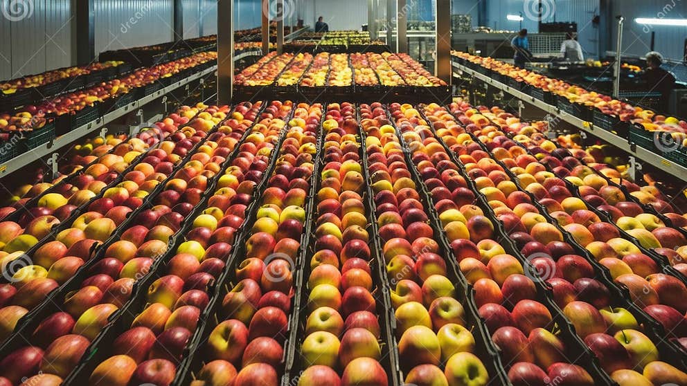 Industrial Storage of Apples in Refrigerated Chambers. Stock Image ...