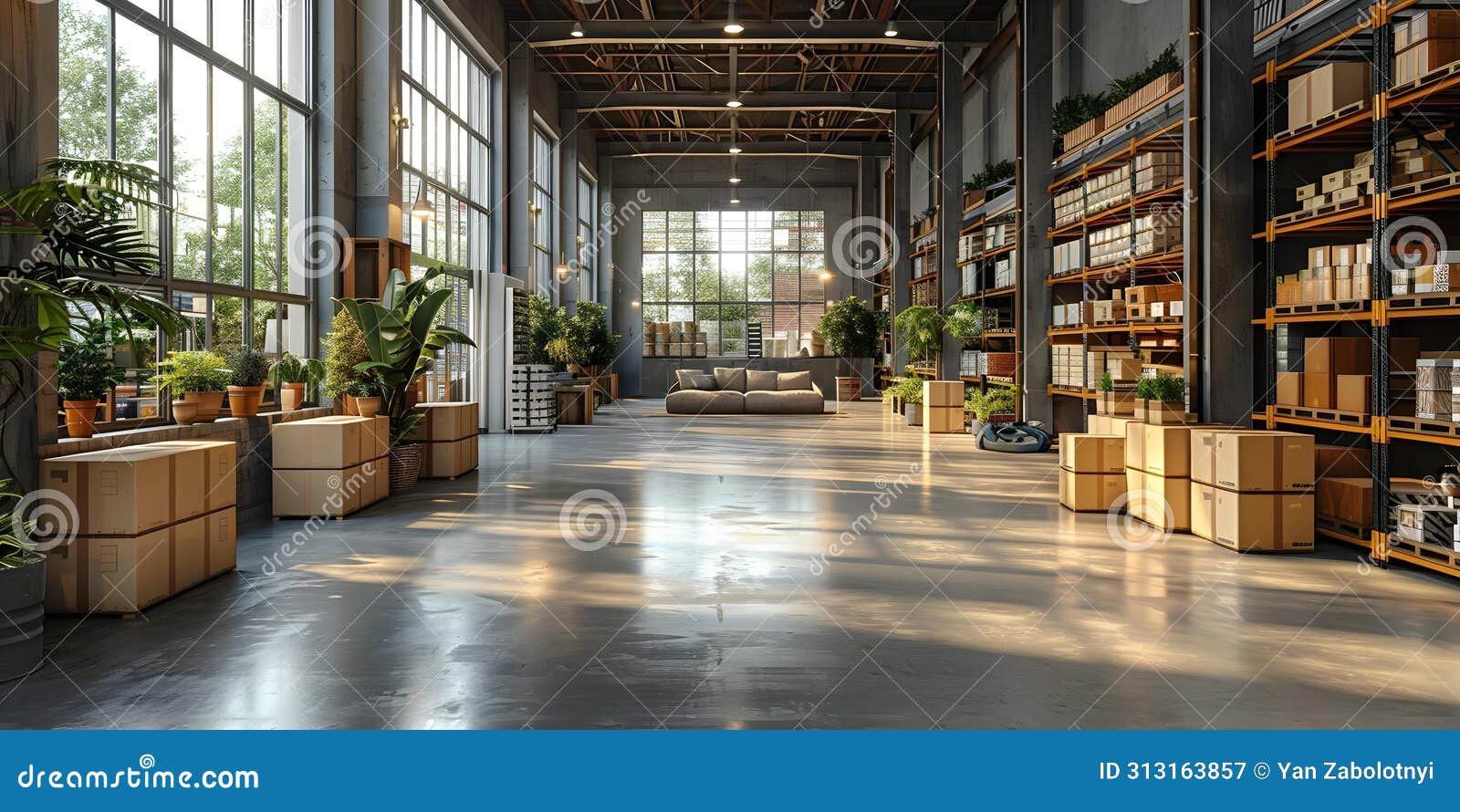 Industrial Storage and Distribution: Inside a Warehouse with Shelves ...