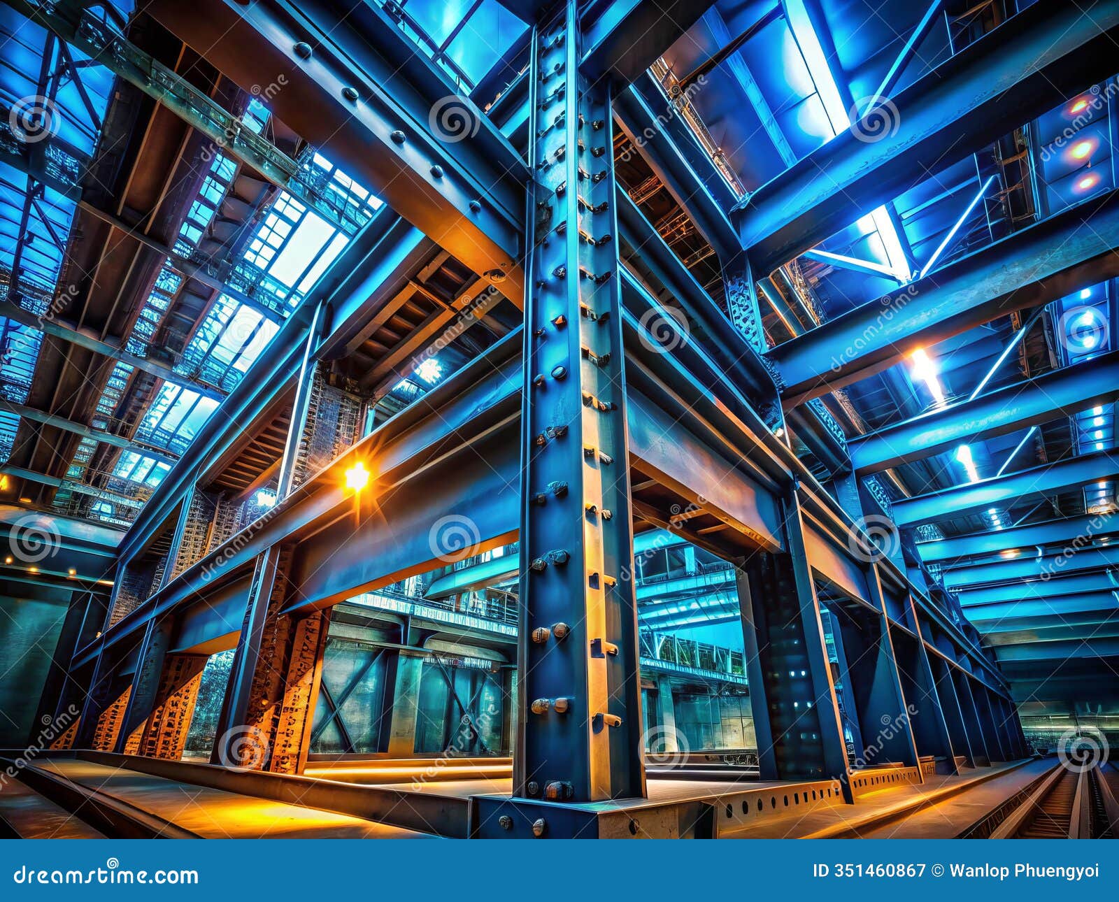 Industrial Strength Steel Beam Frame Construction a WideAngle View of ...