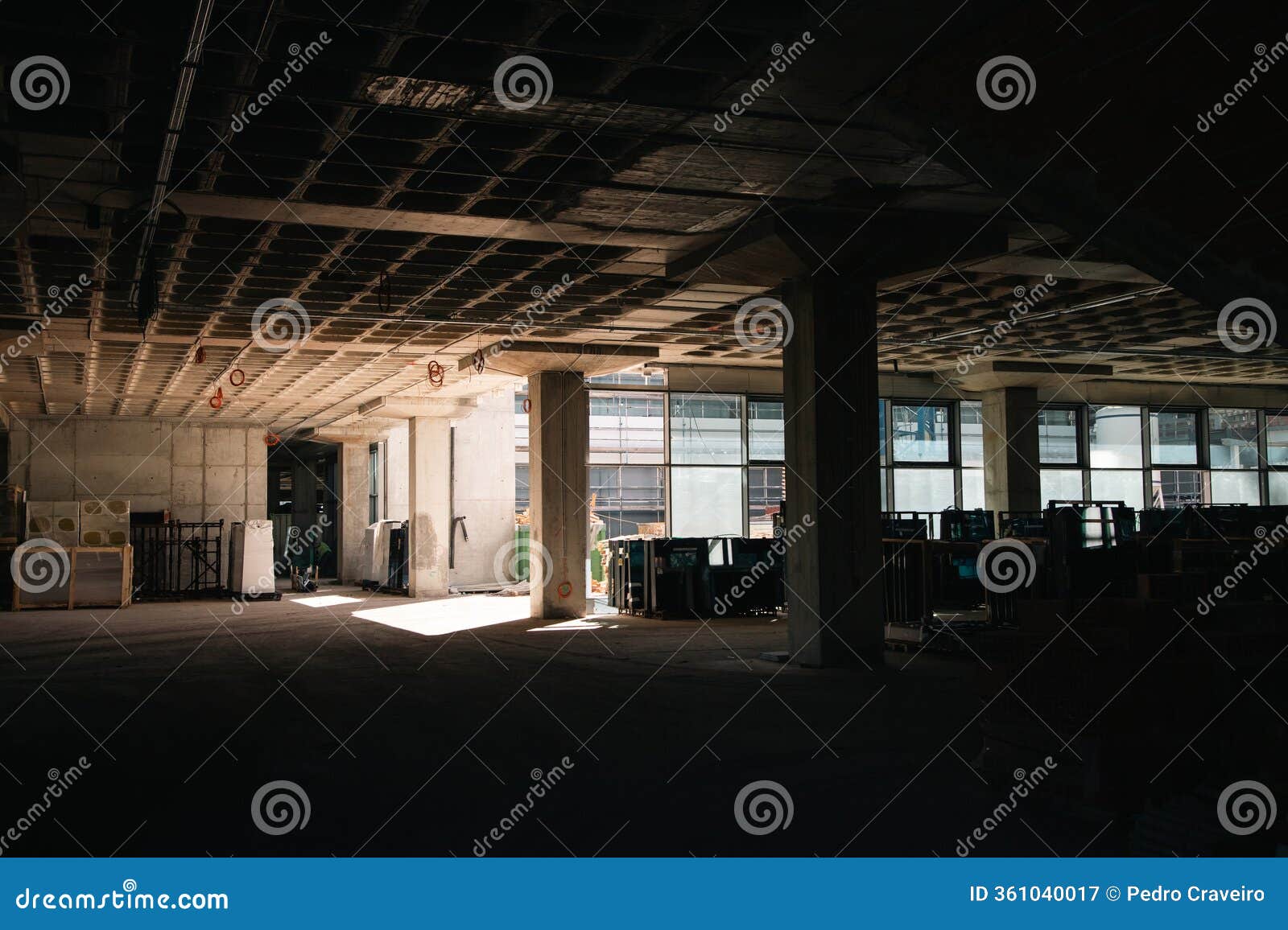 Industrial-style Interior of an Unfinished Commercial Building Stock ...